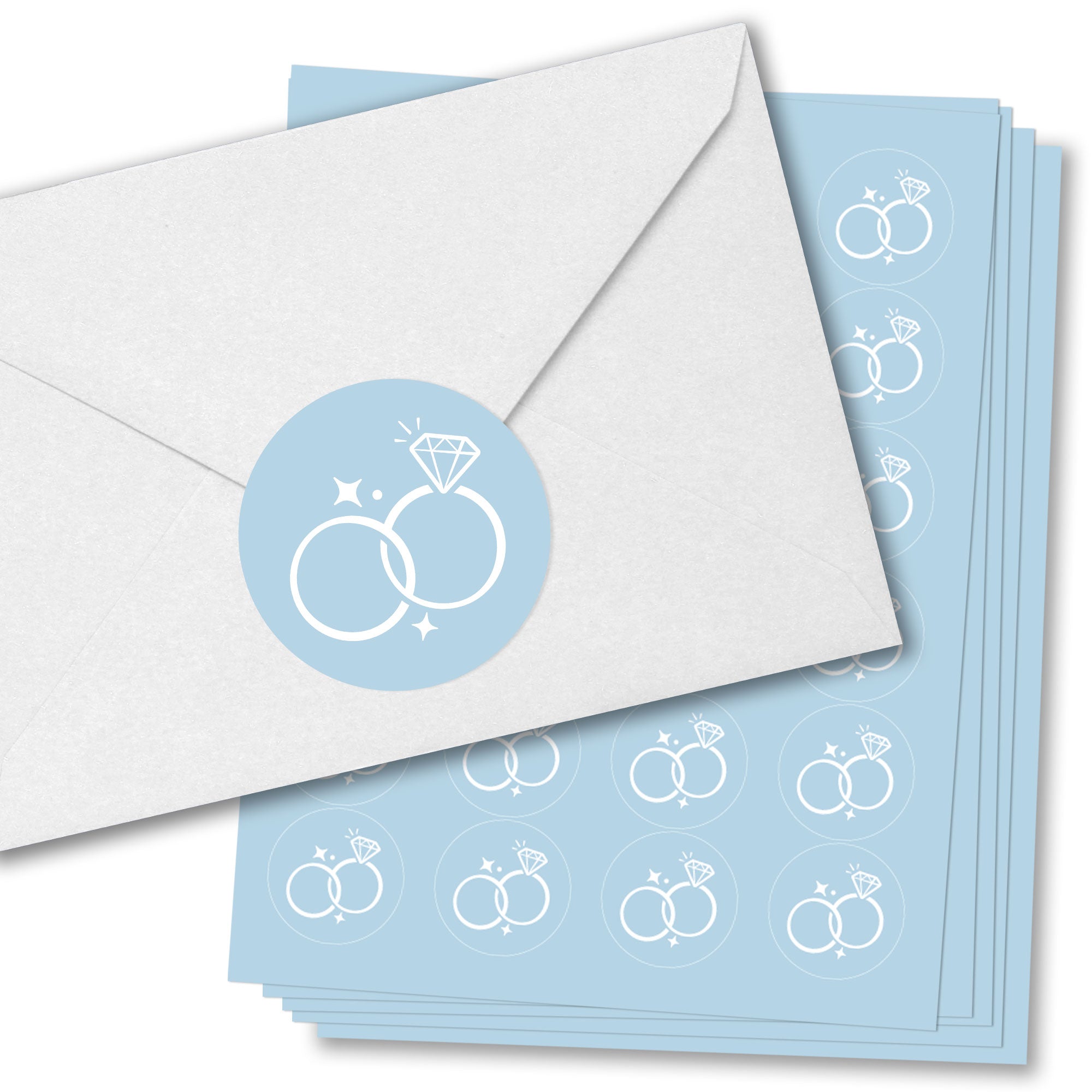 Dusty Blue Wedding Rings Envelope Seal Stickers – Set of 120 ...