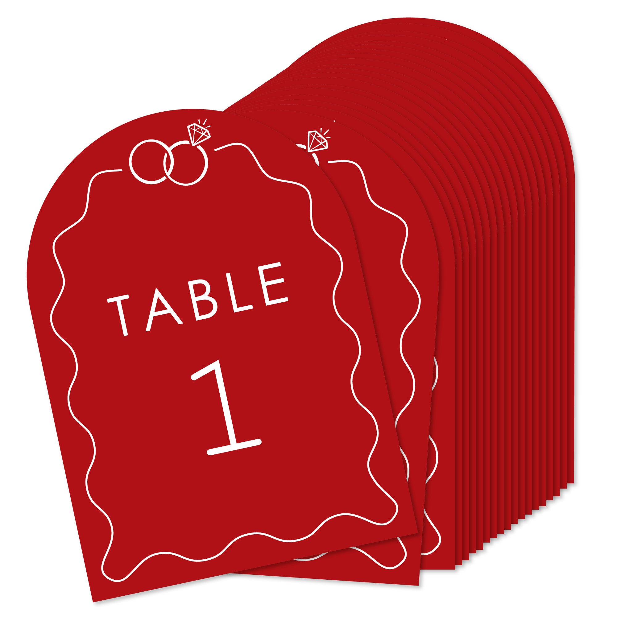 Wedding Table Numbers - Playful Cherry Red Squiggle Design ...