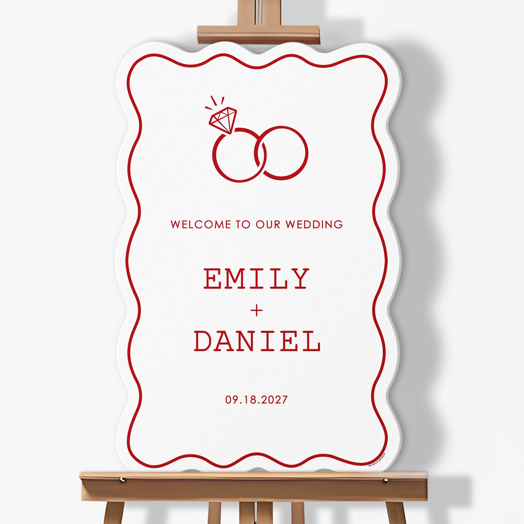 Personalized Text Cherry Red Wedding Welcome Sign | BigDotOfHappiness ...