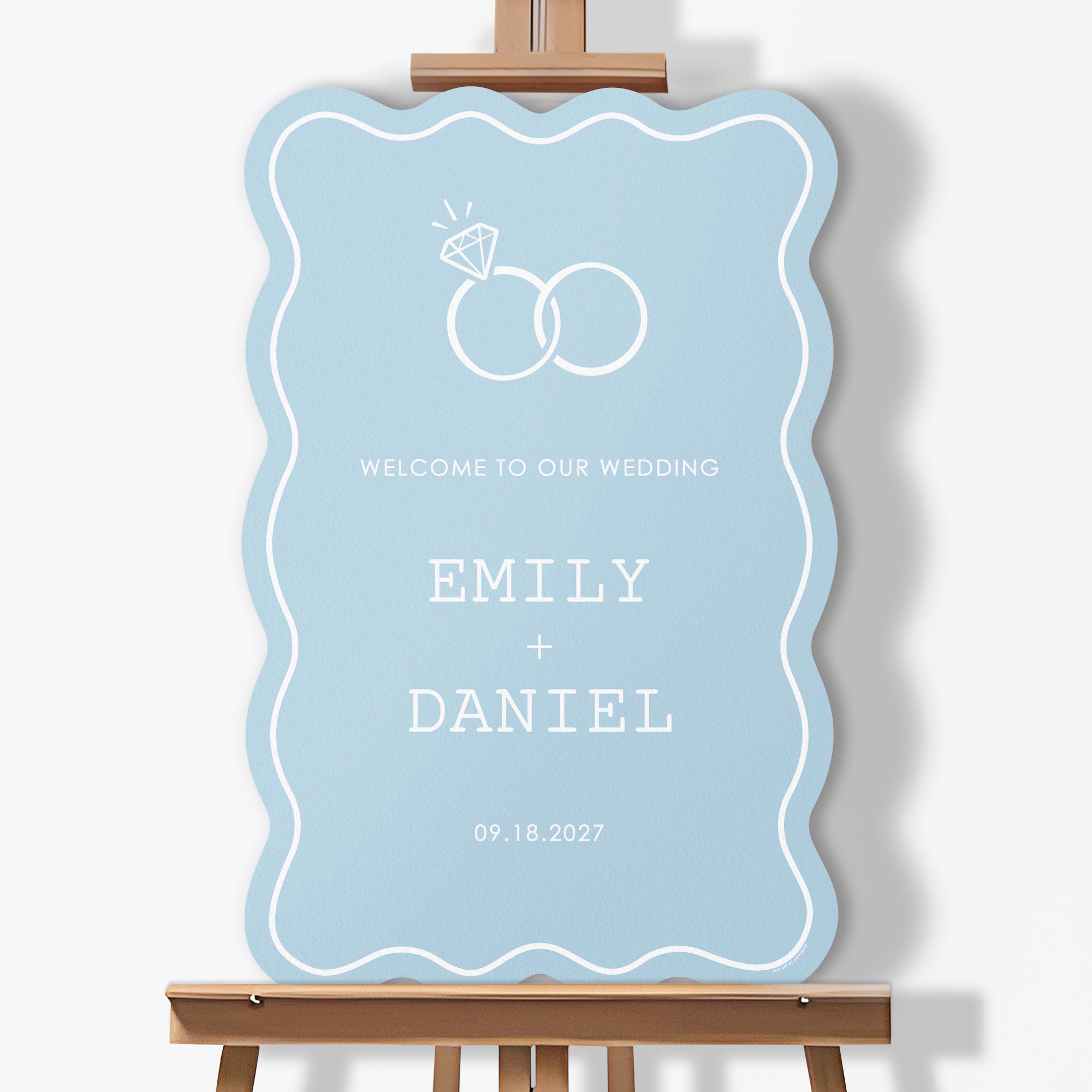 Personalized Text Dusty Blue Wedding Welcome Sign | BigDotOfHappiness.com