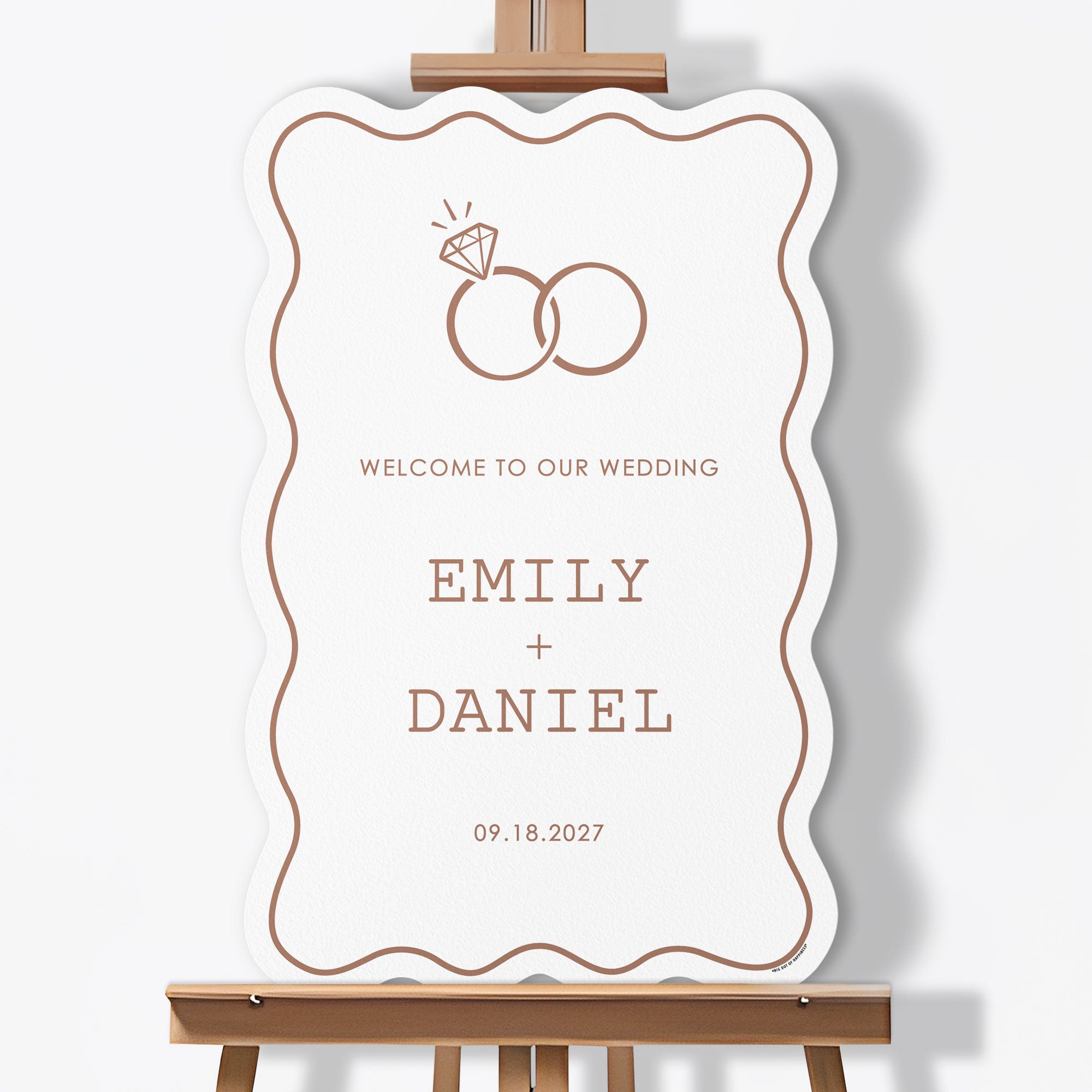 Personalized Text Mocha Brown Wedding Welcome Sign | BigDotOfHappiness ...