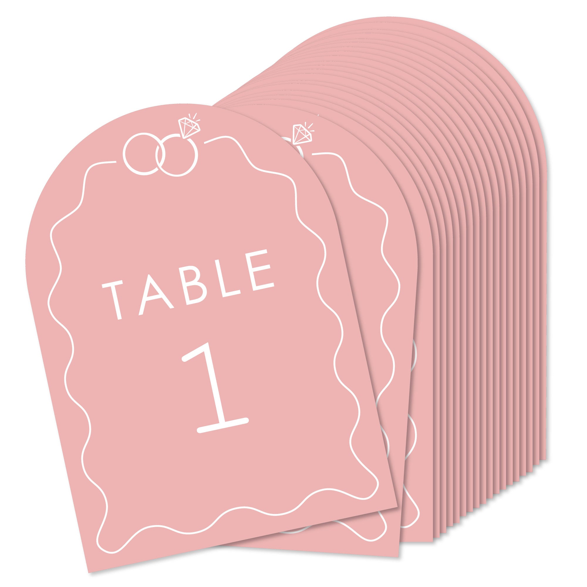 Wedding Table Numbers - Playful Pink Squiggle Design ...