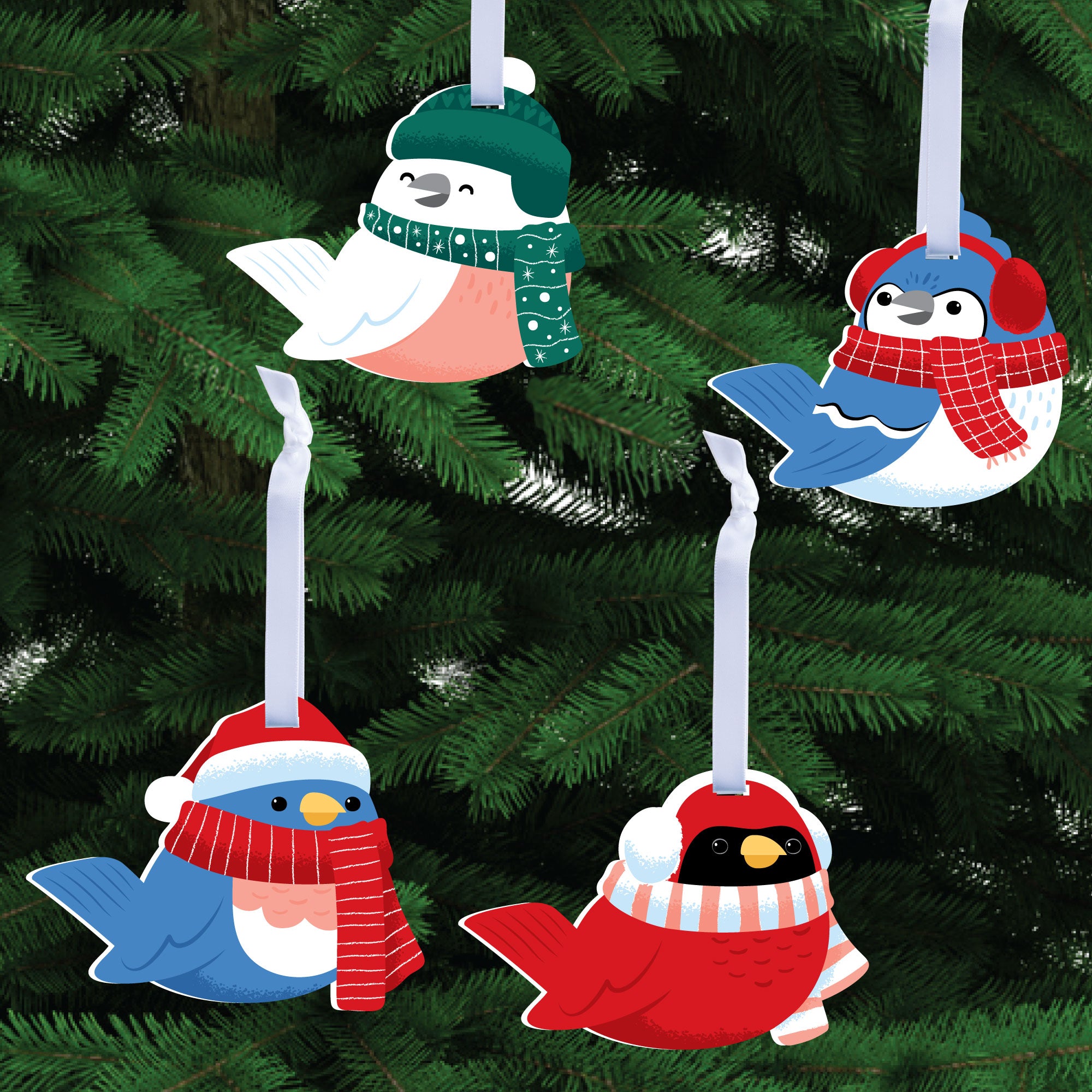 Winter Birds Ornament Set, Winter Holiday Party Decorations - Christmas ...