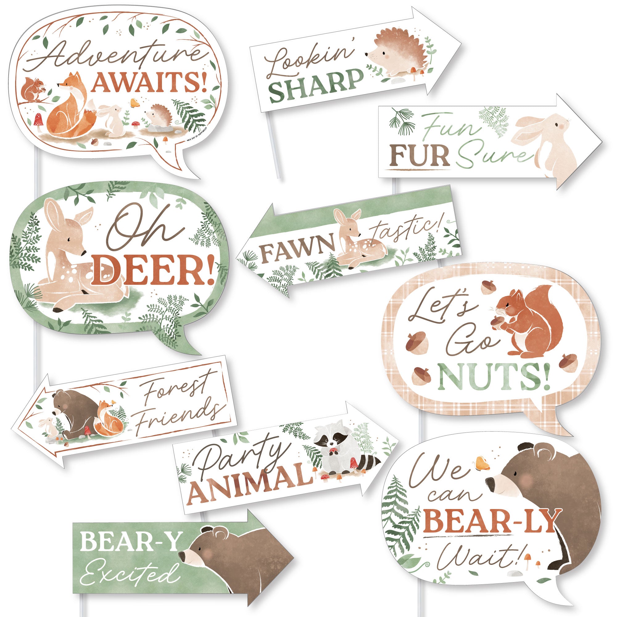 Woodland Animals - Forest Baby Shower or Birthday Photo Booth Props Kit ...