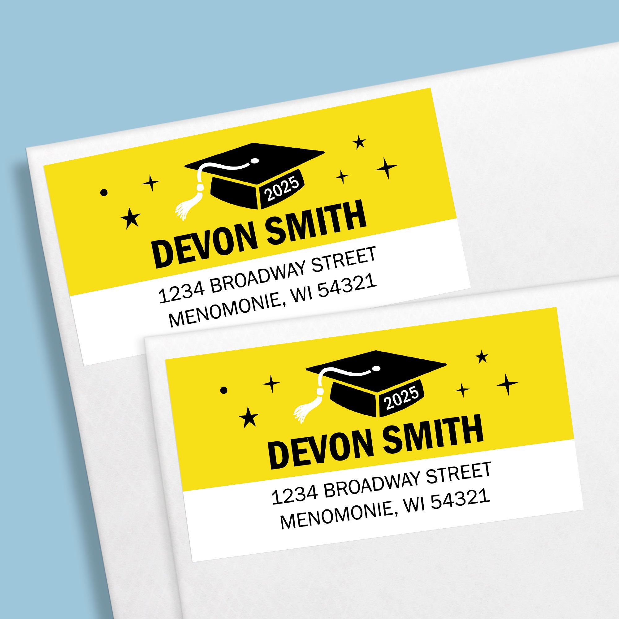 Custom Text Yellow Graduation Return Address Labels - 120 Ct ...
