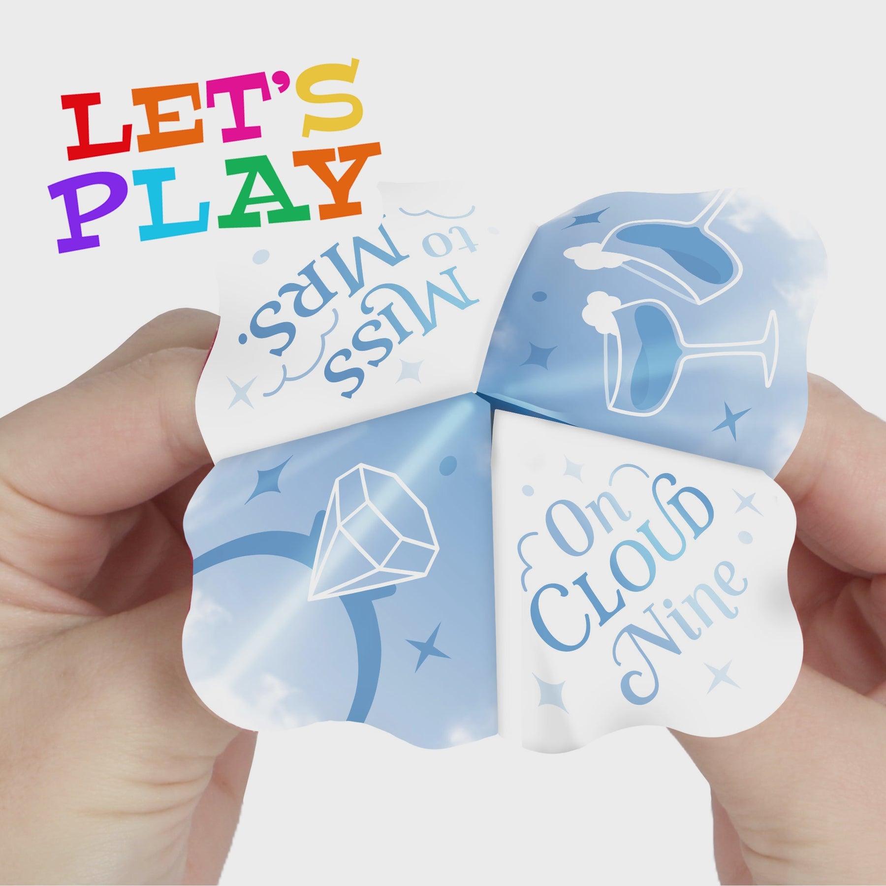On Cloud 9 - Bridal or Bachelorette Party Cootie Catcher Game - Truth ...