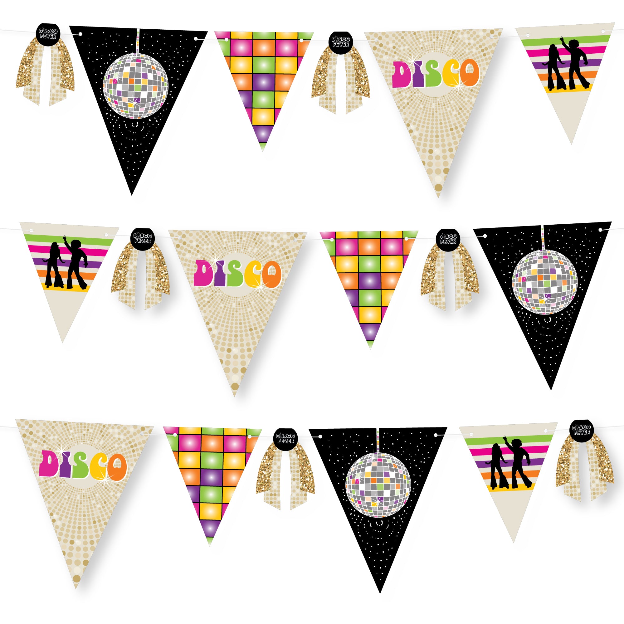 70’s Disco - DIY 1970s Disco Fever Party Pennant Garland Decoration ...
