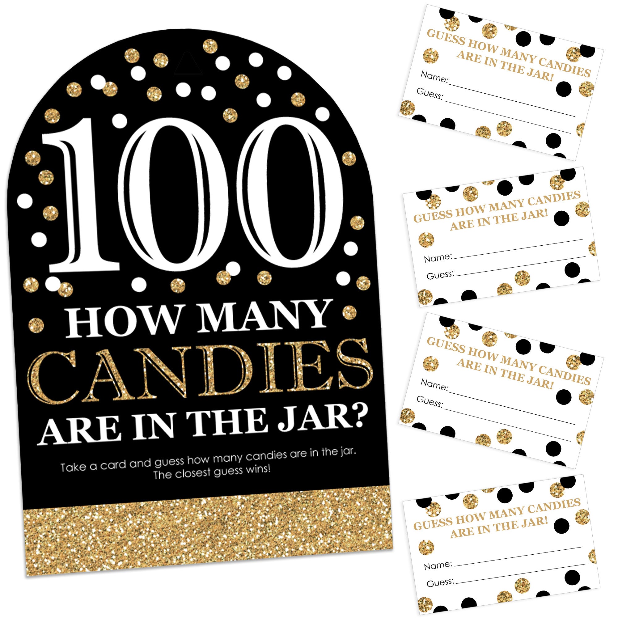 Adult 100th Birthday - Gold - How Many Candies Birthday Party Game - 1 ...