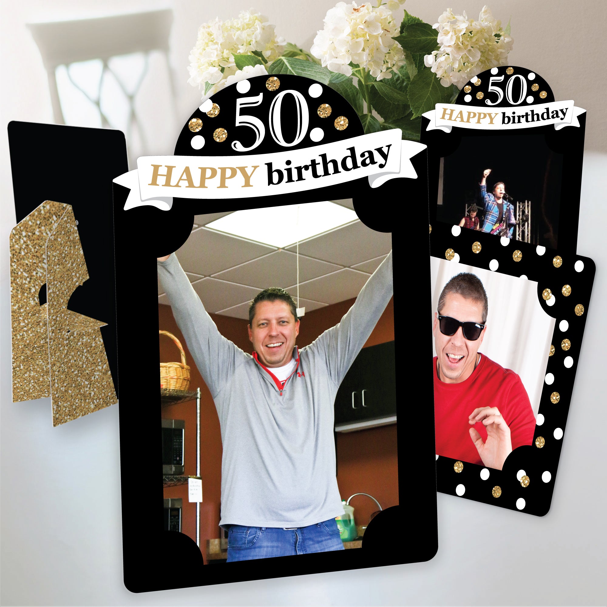 Adult 50th Birthday - Gold - Birthday Party 4x6 Picture Display - Paper ...