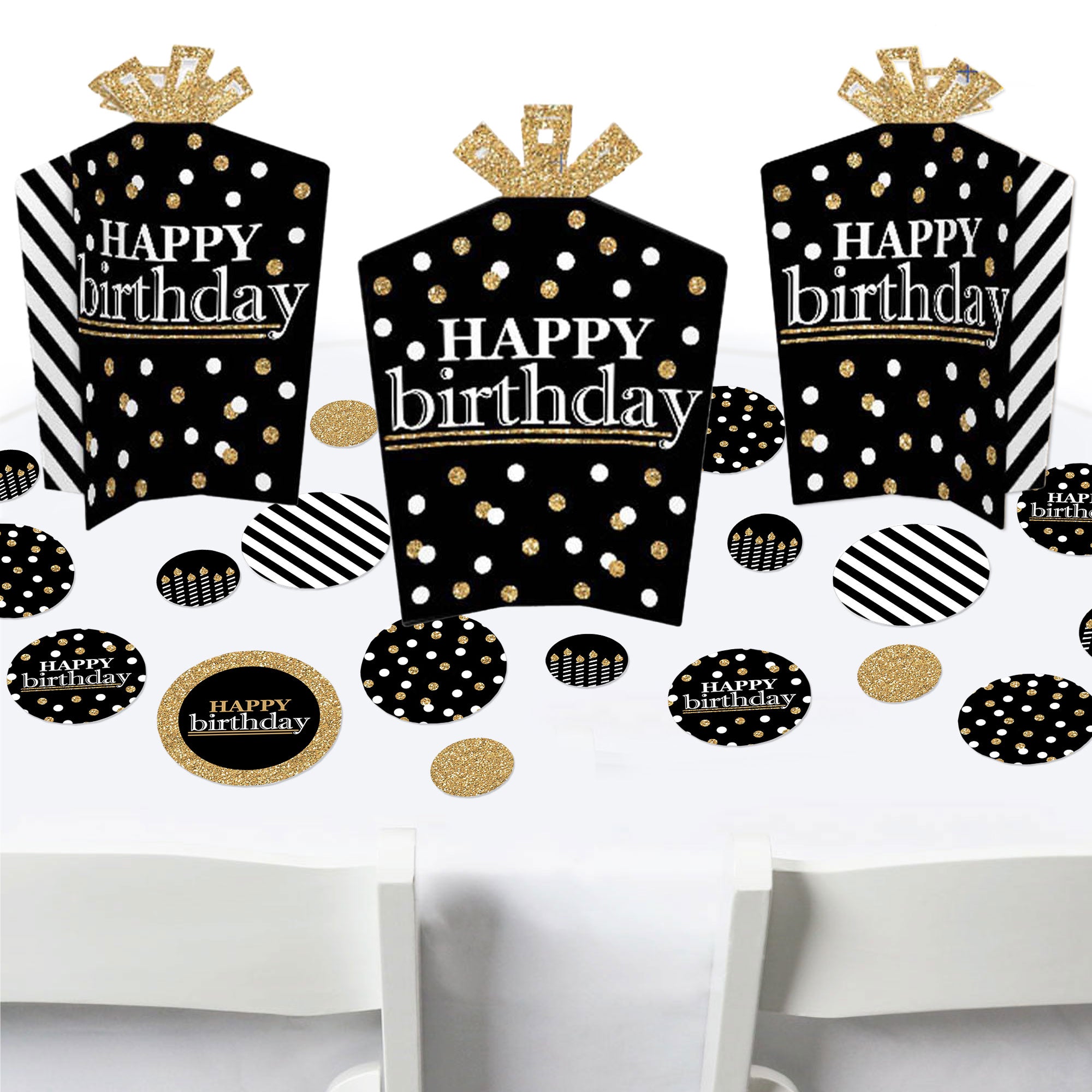 Adult Happy Birthday - Gold - Birthday Party Decor and Confetti ...
