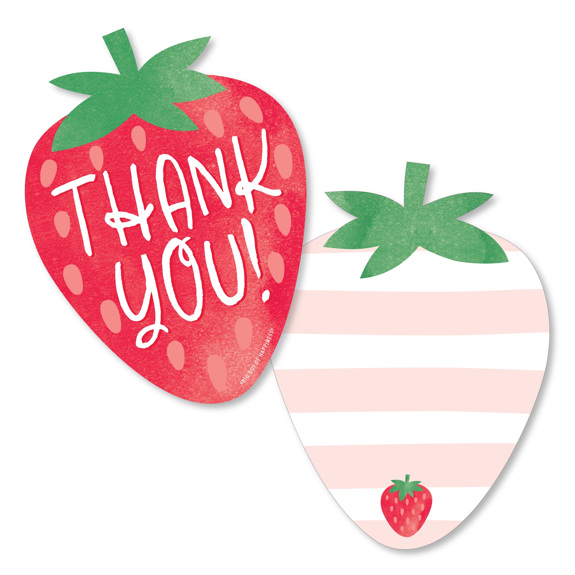 Berry Sweet Strawberry - Shaped Thank You Cards - Fruit Themed Birthday ...