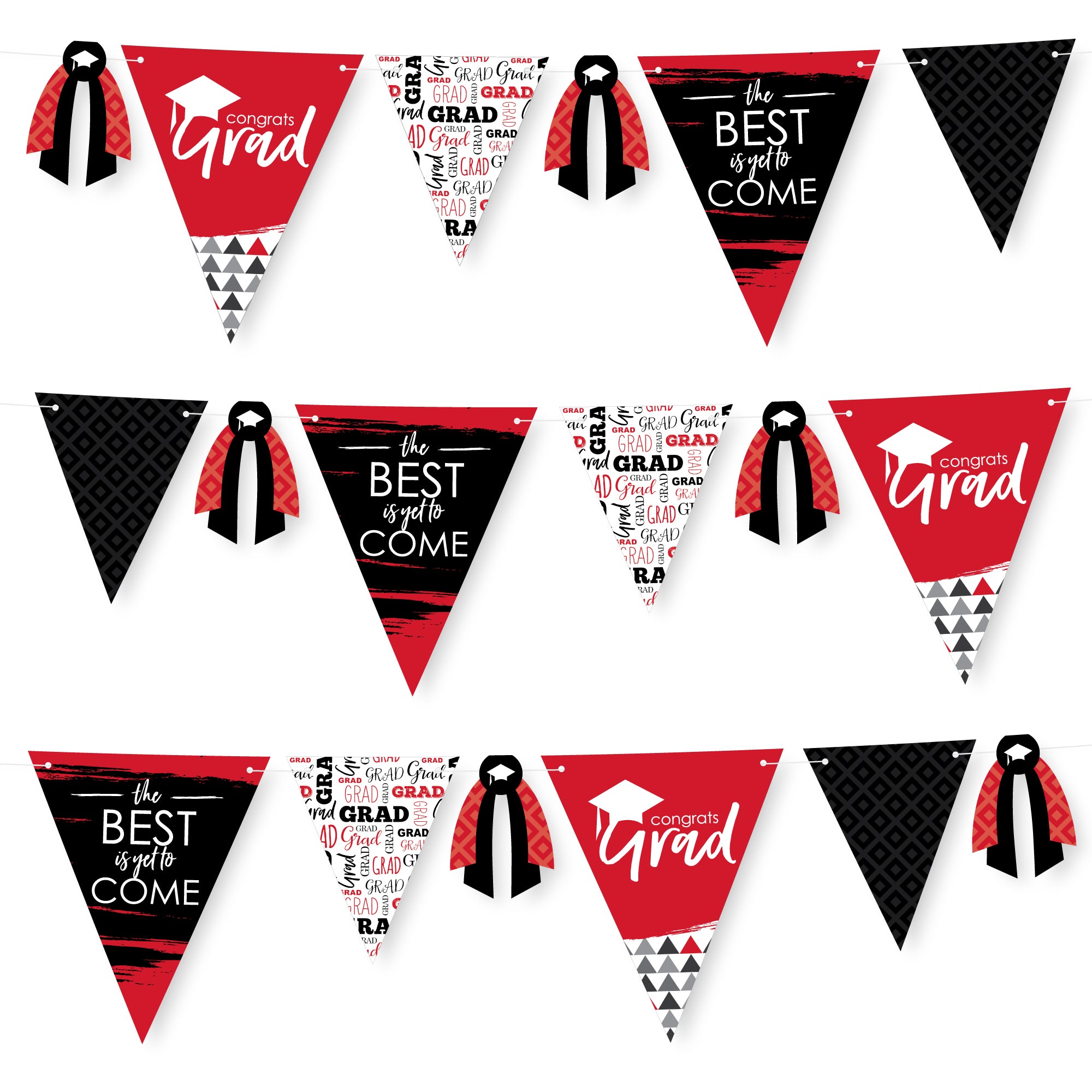 Red Grad - Best is Yet to Come - DIY Red Graduation Party Pennant ...