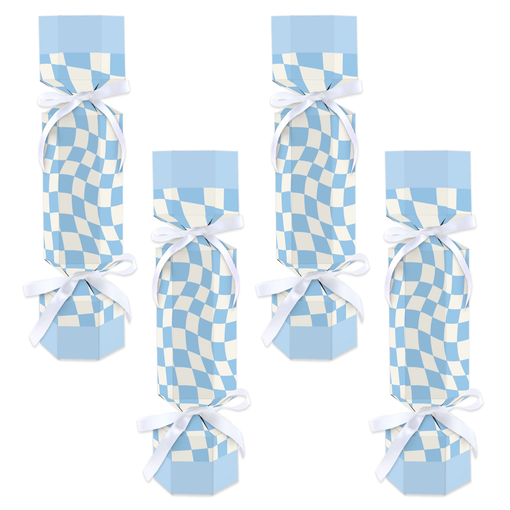 Blue Checkered Party - No Snap Party Table Favors - DIY Cracker Boxes ...