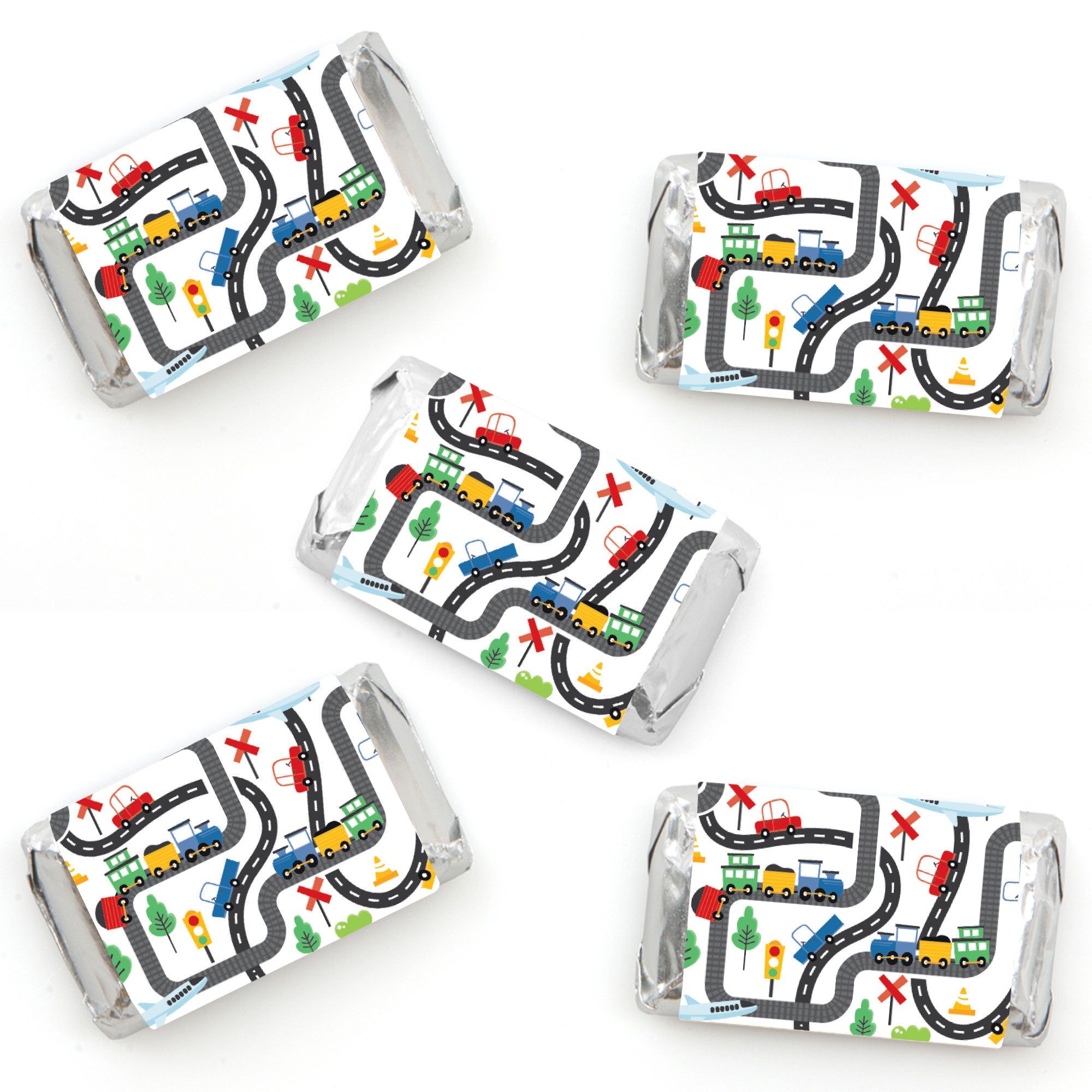 Cars, Trains, and Airplanes - Mini Candy Bar Wrapper Stickers ...