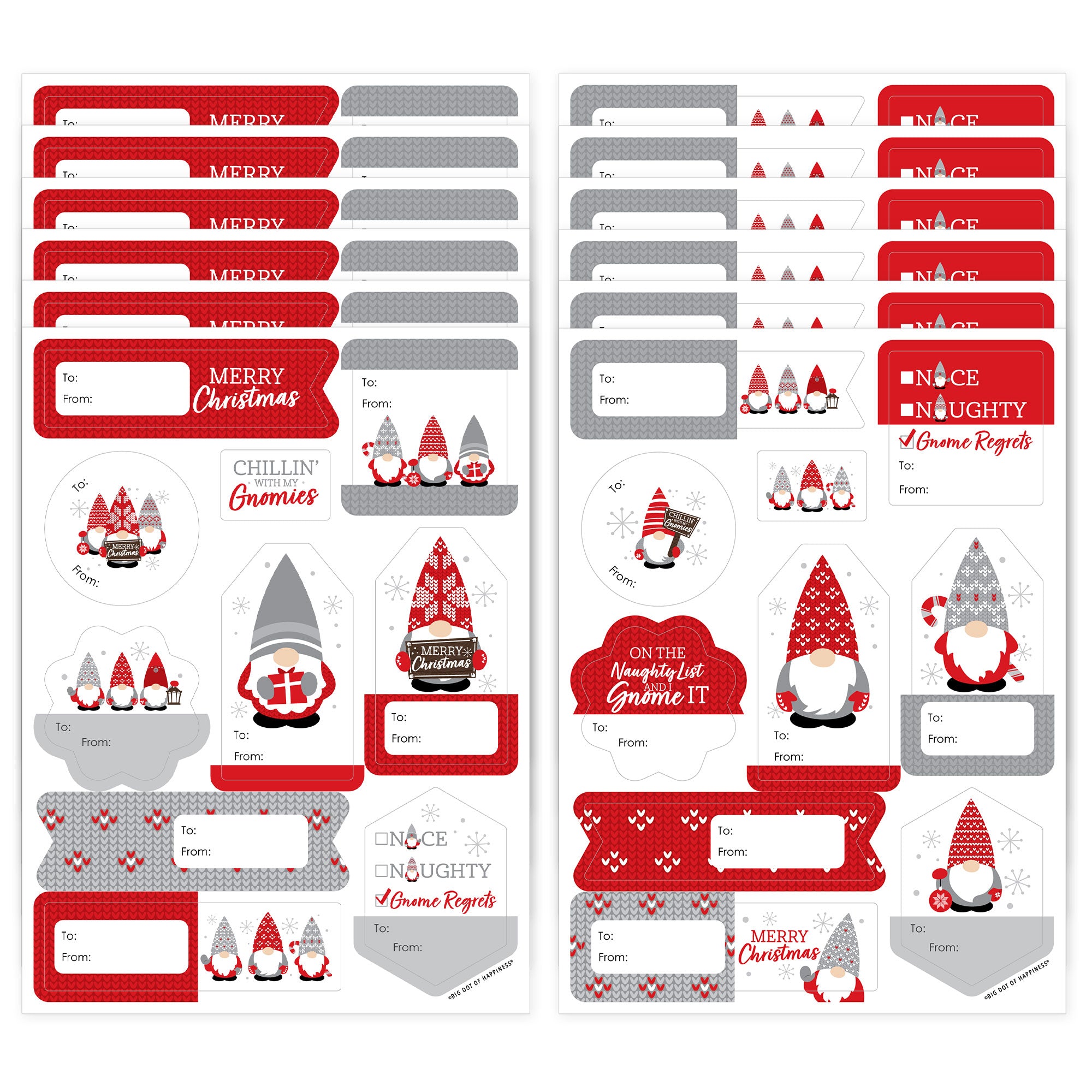 Christmas Gnomes - Assorted Holiday Party Gift Tag Labels - To and From ...