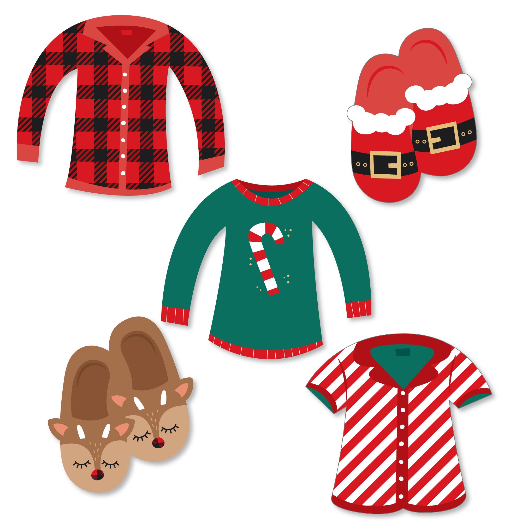 Christmas Pajamas - DIY Shaped Holiday Plaid PJ Party Cut-Outs - 24 ...