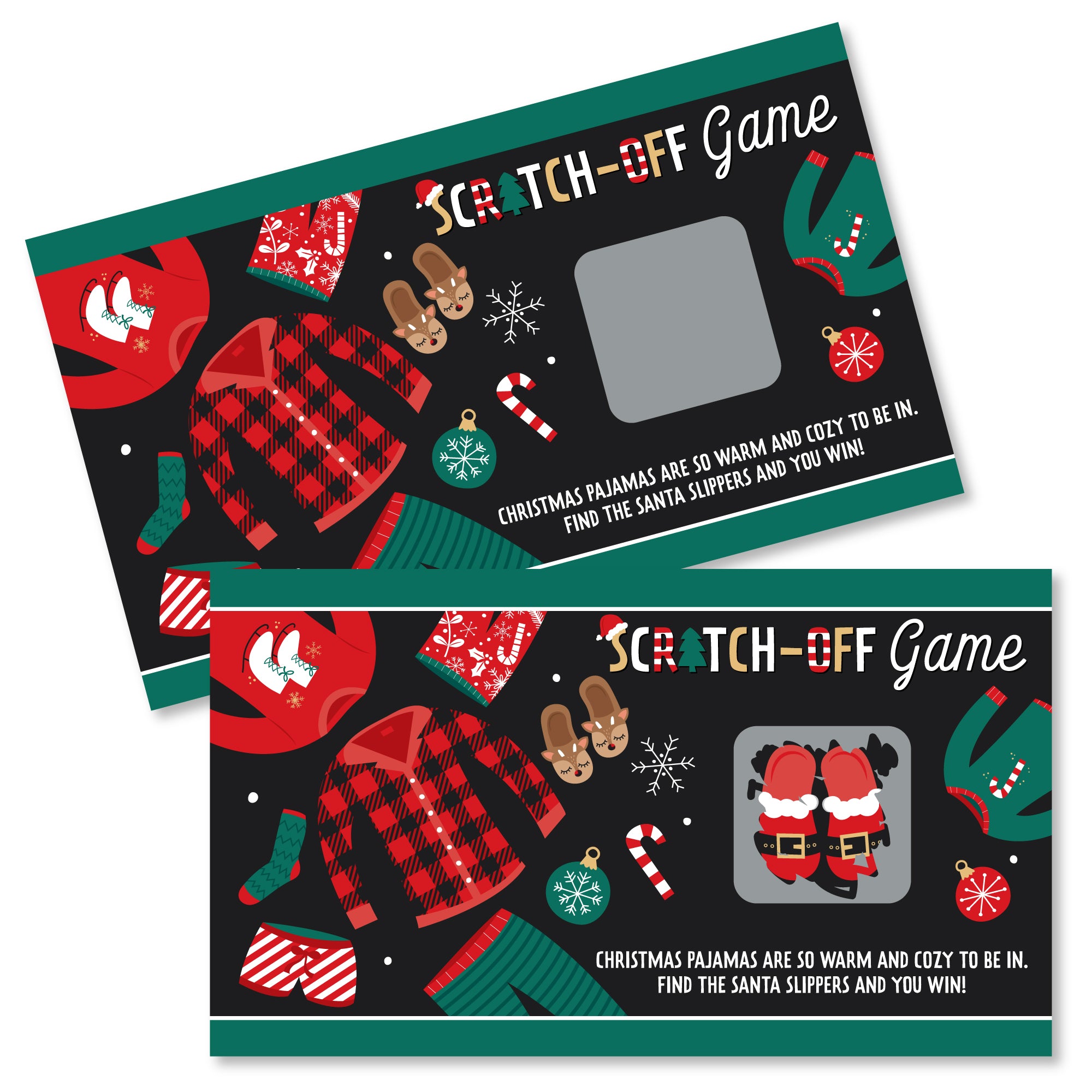 Christmas Pajamas - Holiday Plaid PJ Party Game Scratch Off Cards - 22 ...