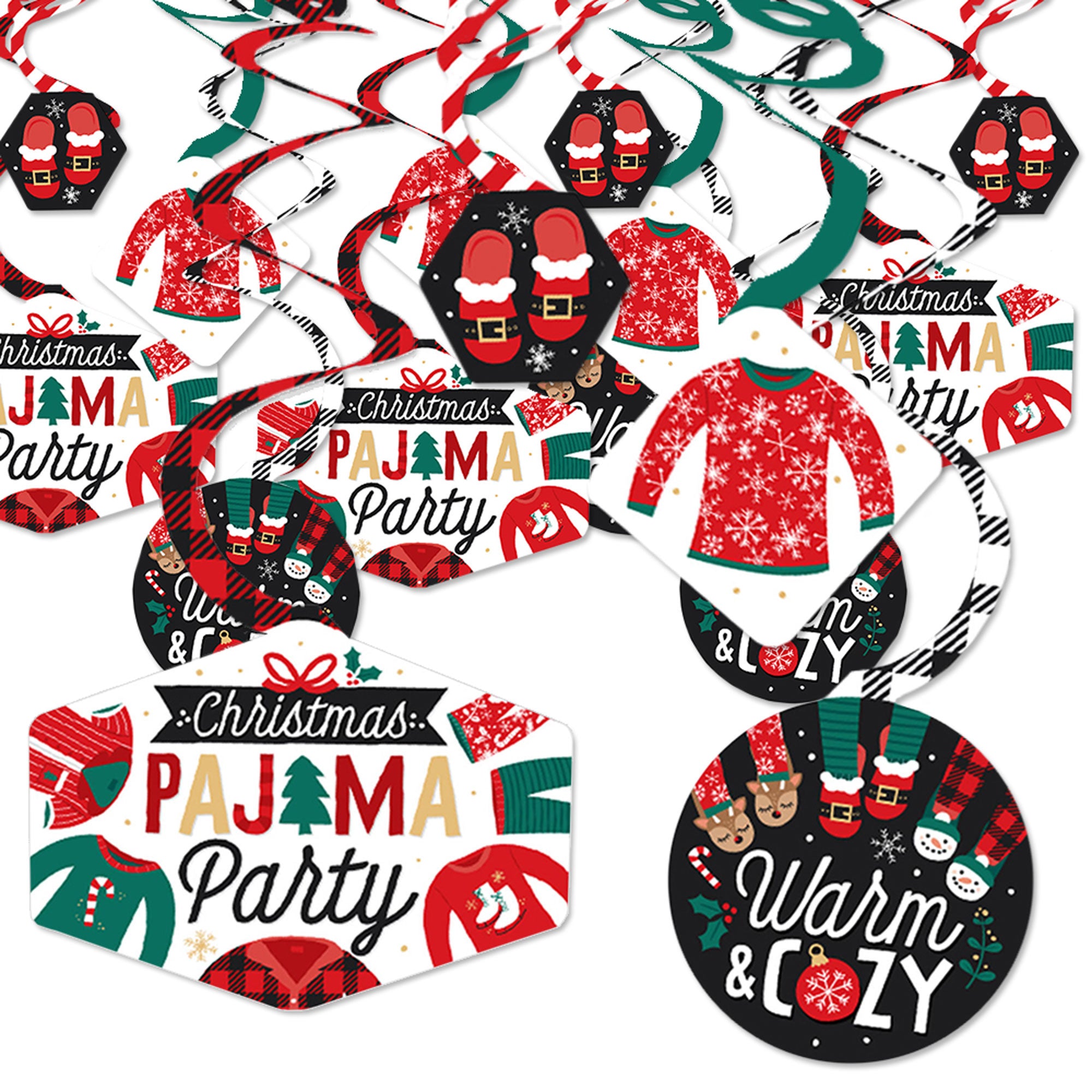 Christmas Pajamas - Holiday Plaid PJ Party Hanging Decor - Party ...