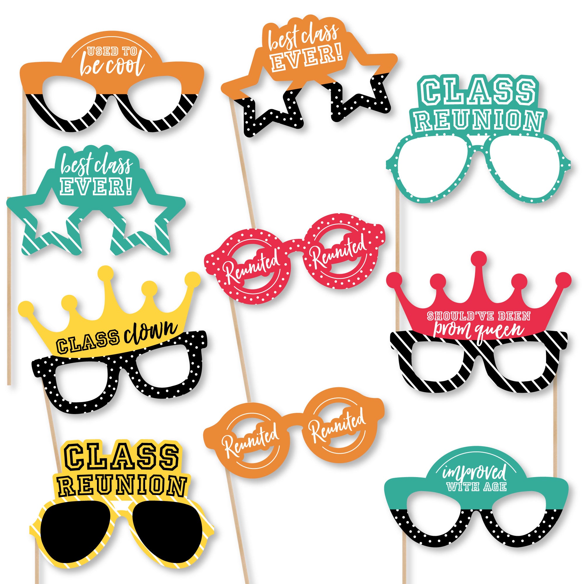 Class Reunion Glasses - Paper Card Stock School Reunion Party Photo ...