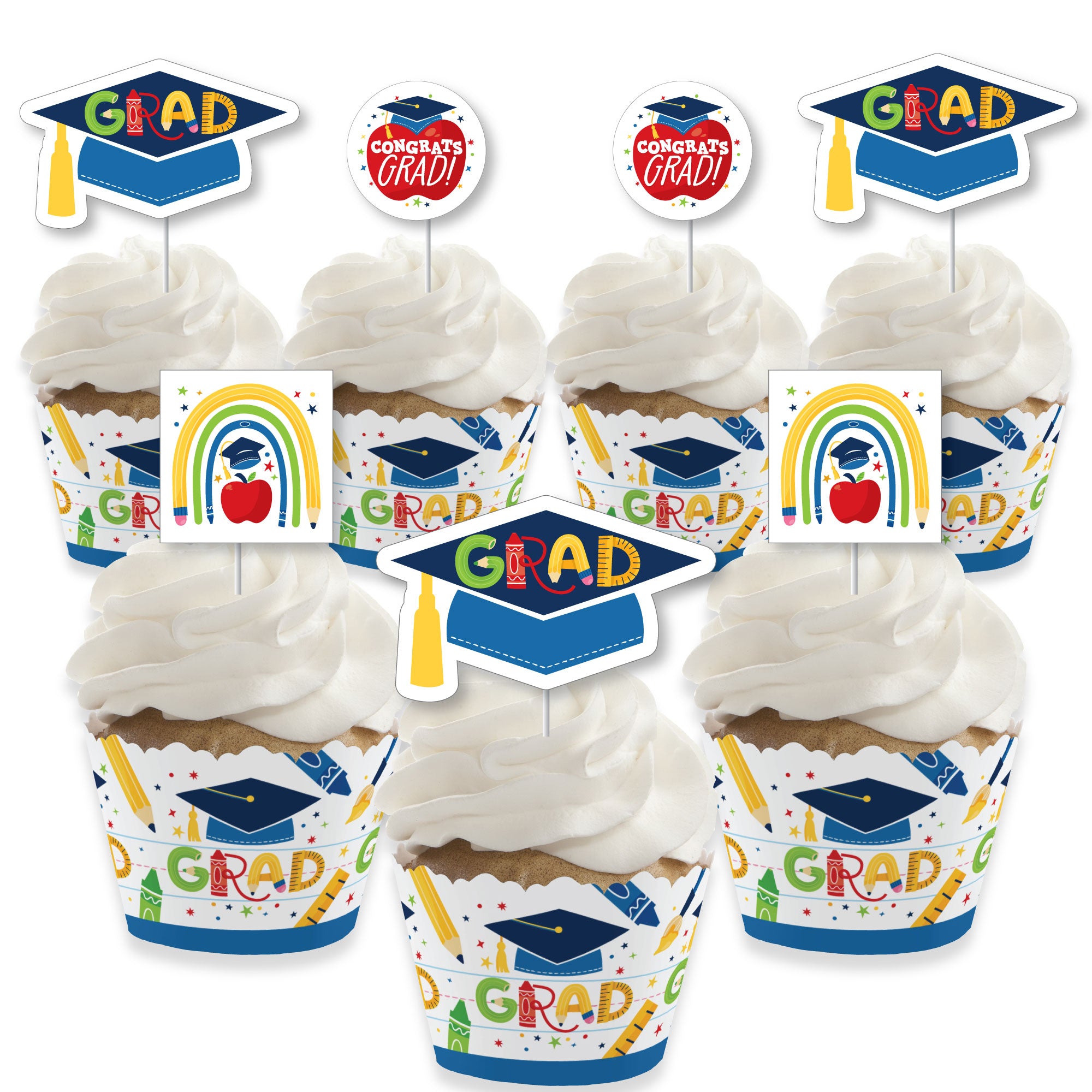 Elementary Grad - Cupcake Decoration - Kids Graduation Party Cupcake ...