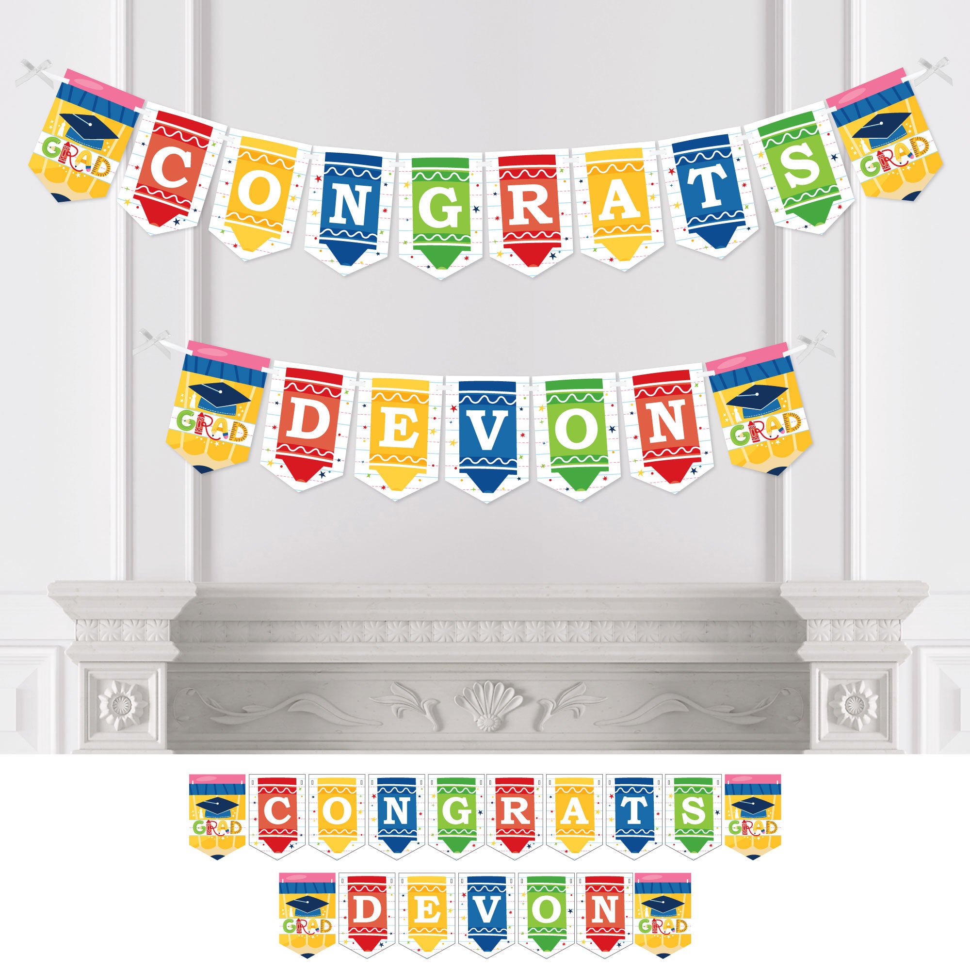 Personalized Elementary Grad - Custom Kids Graduation Party Bunting ...