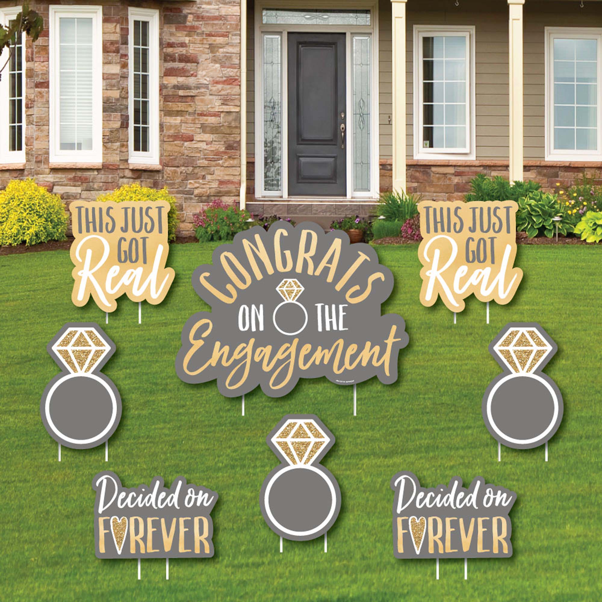 Congrats On The Engagement - Yard Sign and Outdoor Lawn Decorations ...