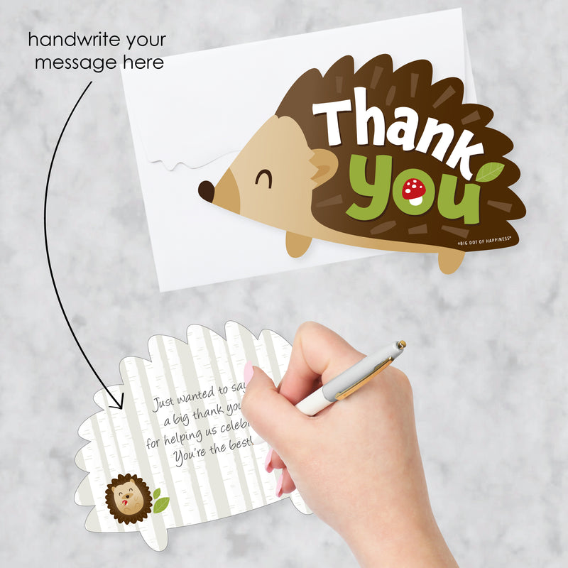 Forest Hedgehogs - Shaped Thank You Cards - Woodland Birthday Party or ...