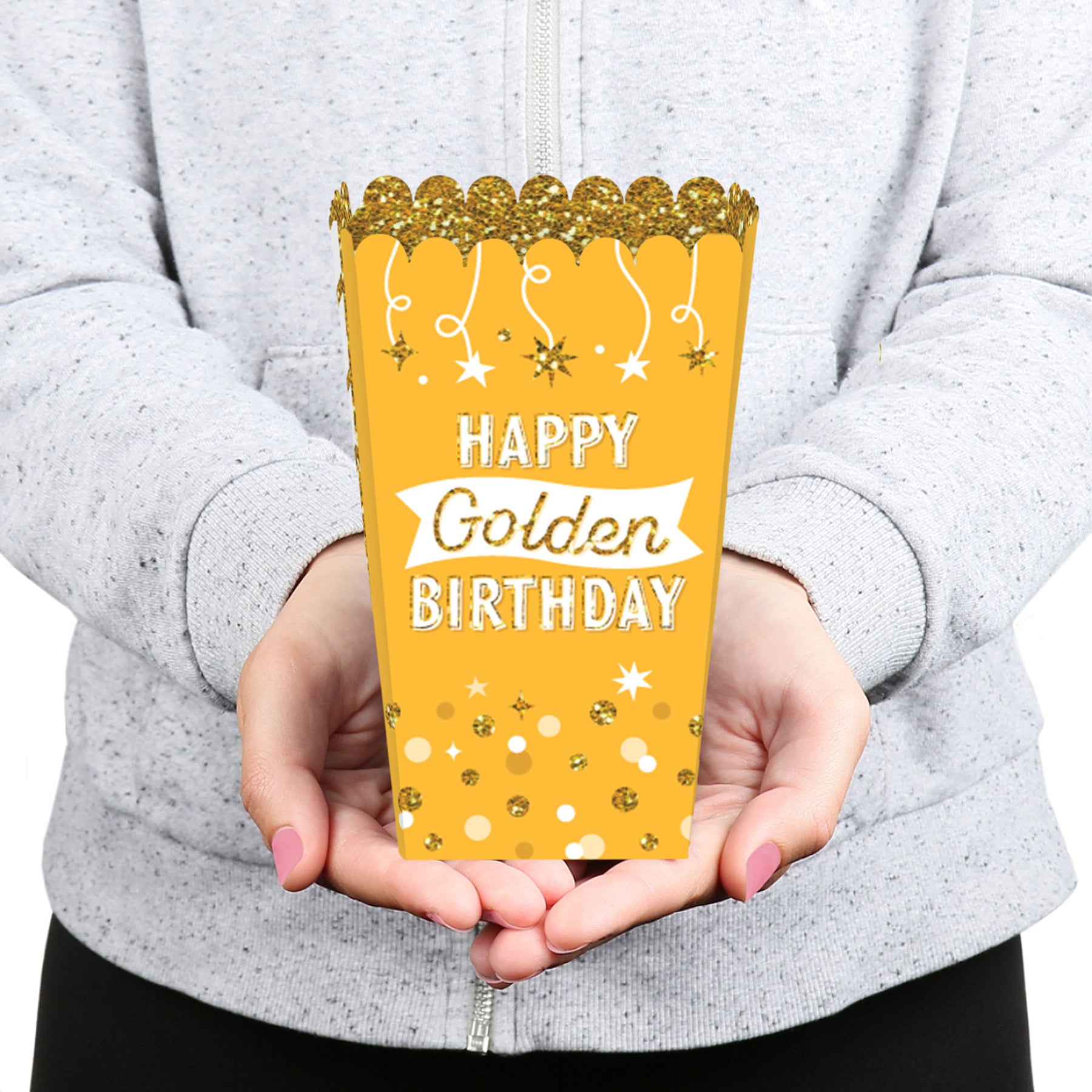 Golden Birthday - Happy Birthday Party Favor Popcorn Treat Boxes - Set ...