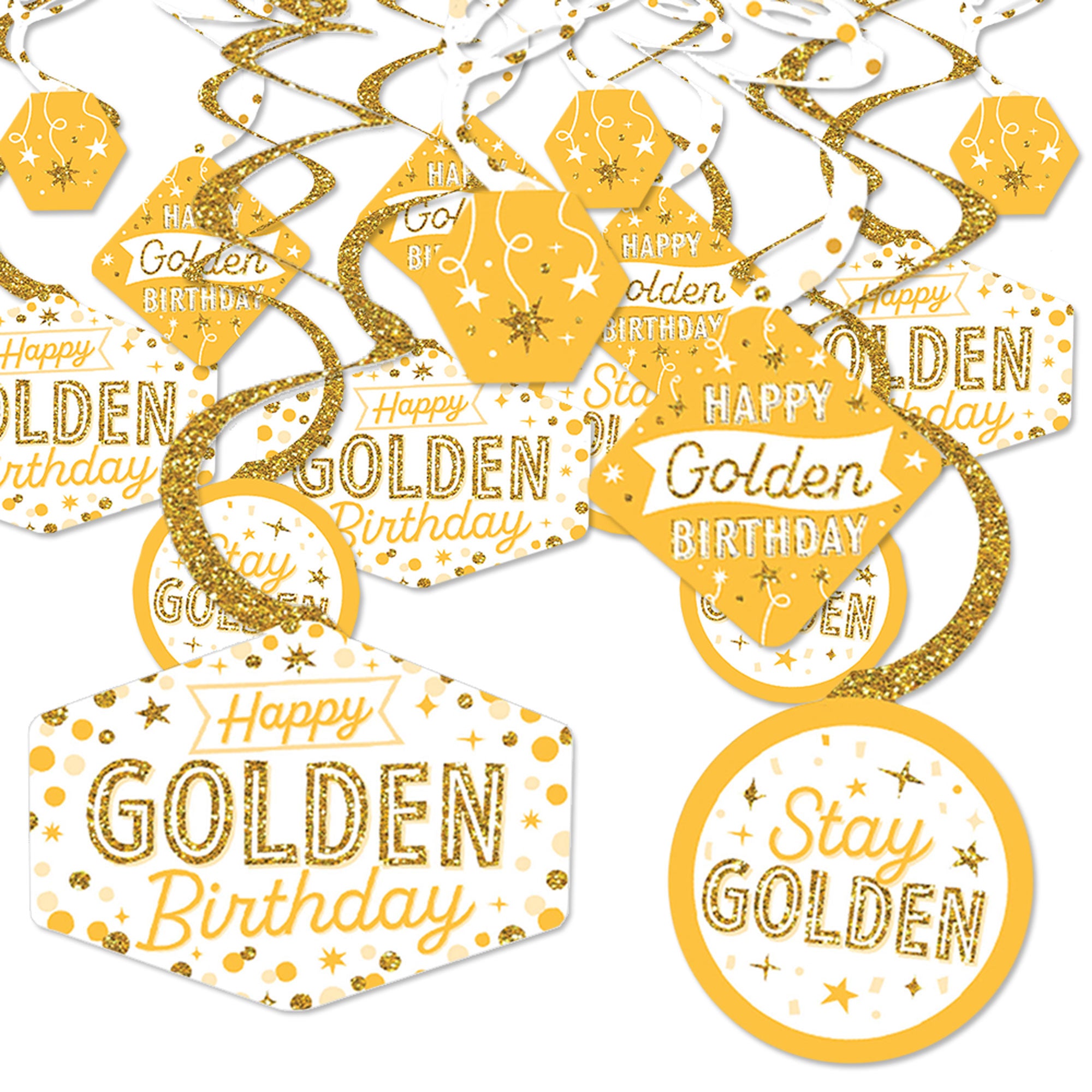 Golden Birthday - Happy Birthday Party Hanging Decor - Party Decoration ...
