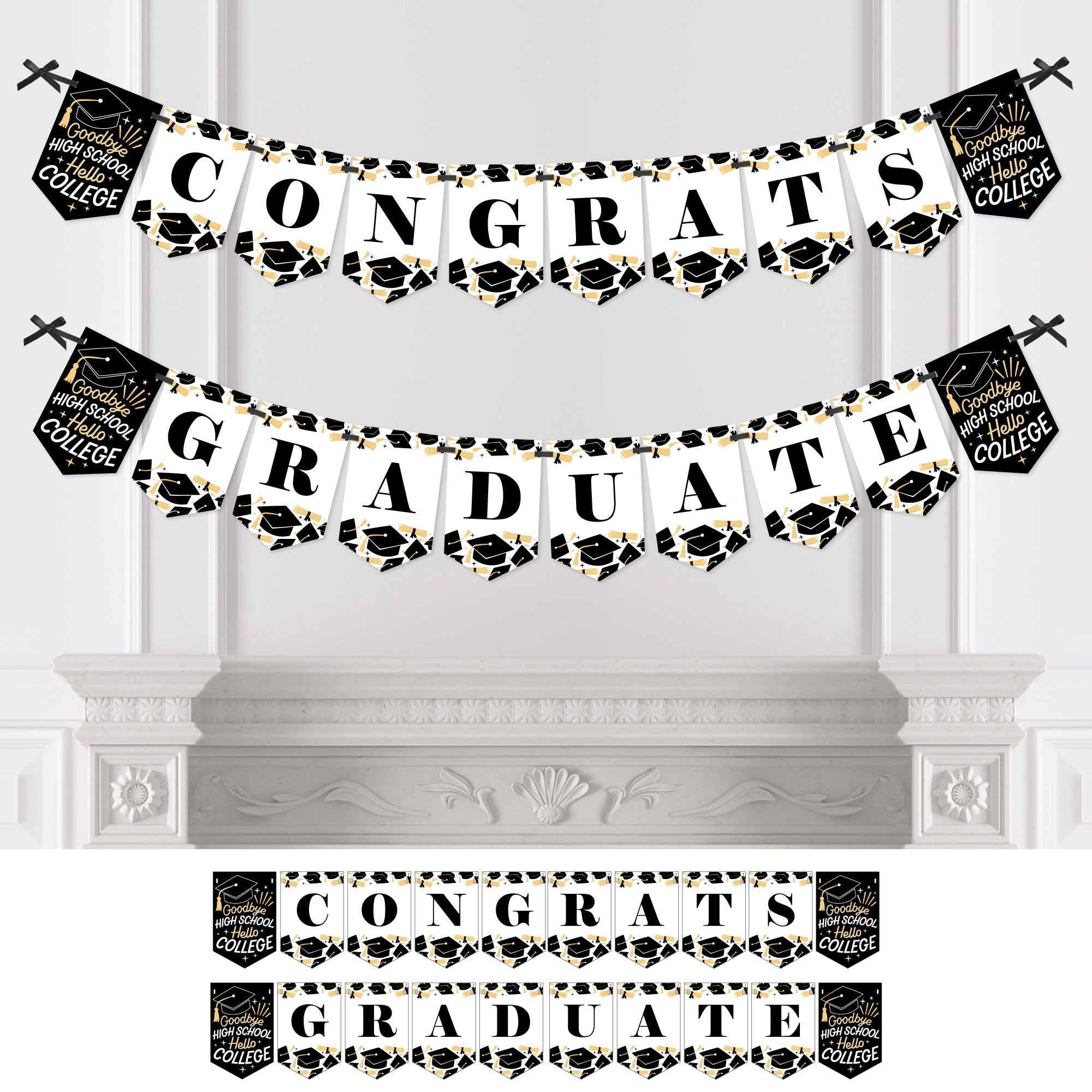Goodbye High School, Hello College - Graduation Party Bunting Banner ...