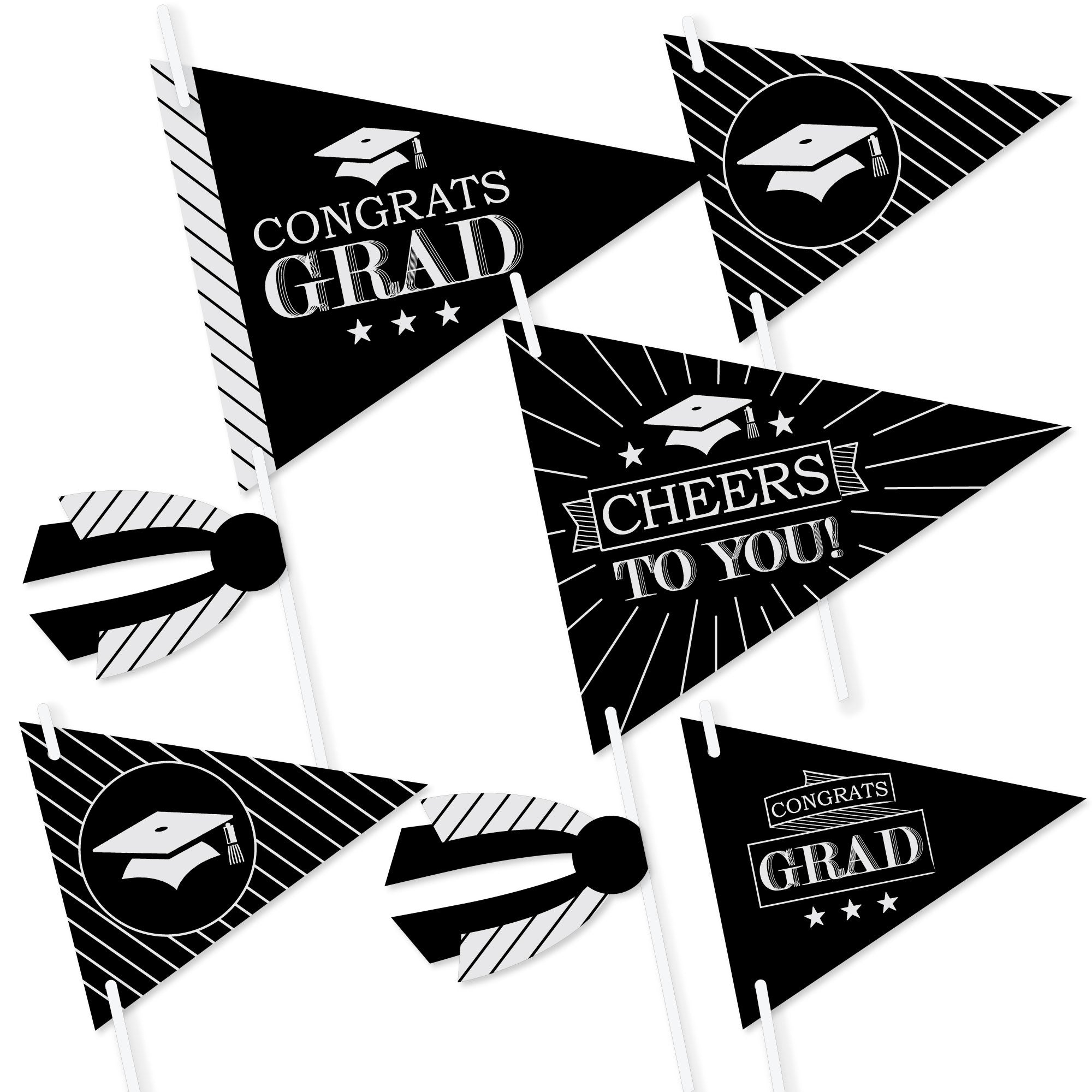 Graduation Cheers - Triangle Graduation Party Photo Props - Pennant ...