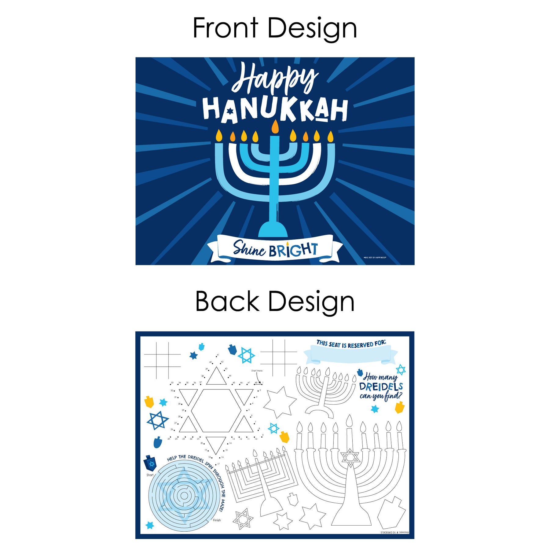 Hanukkah Menorah - Paper Chanukah Holiday Party Coloring Sheets ...
