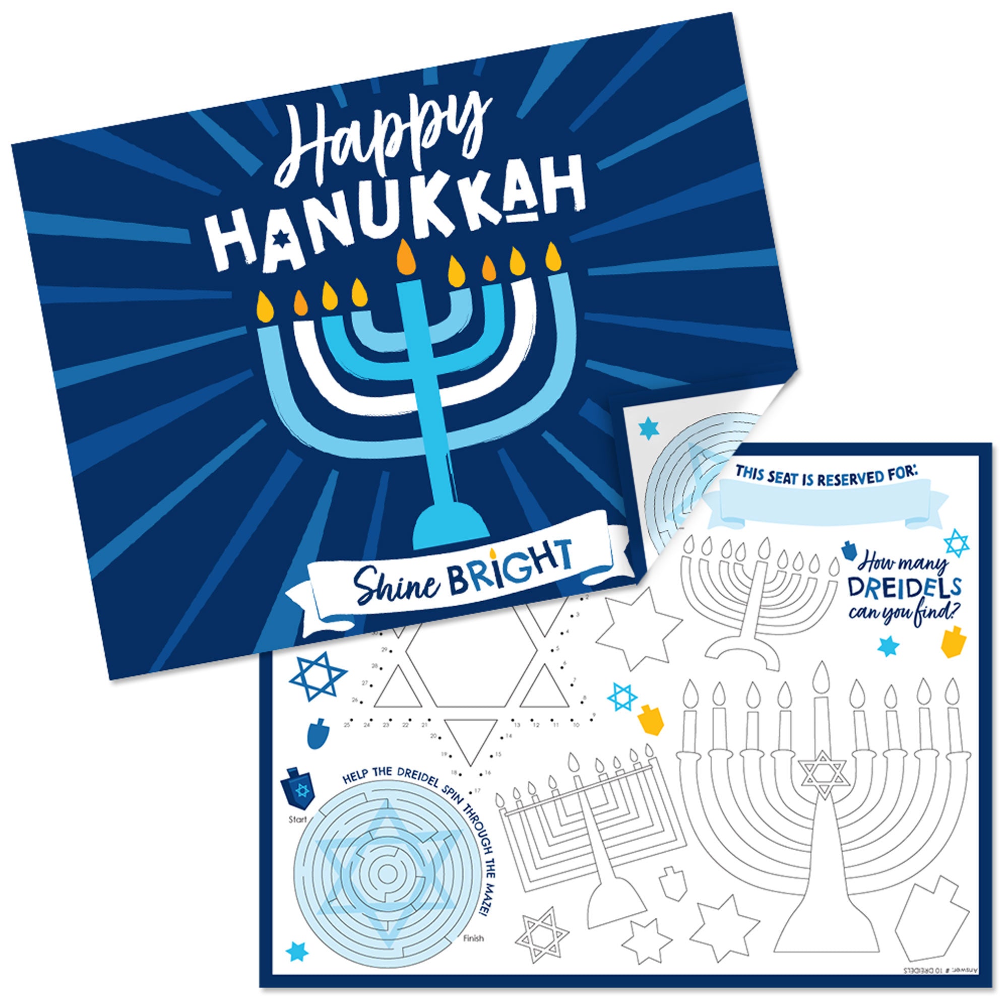 Hanukkah Menorah - Paper Chanukah Holiday Party Coloring Sheets ...