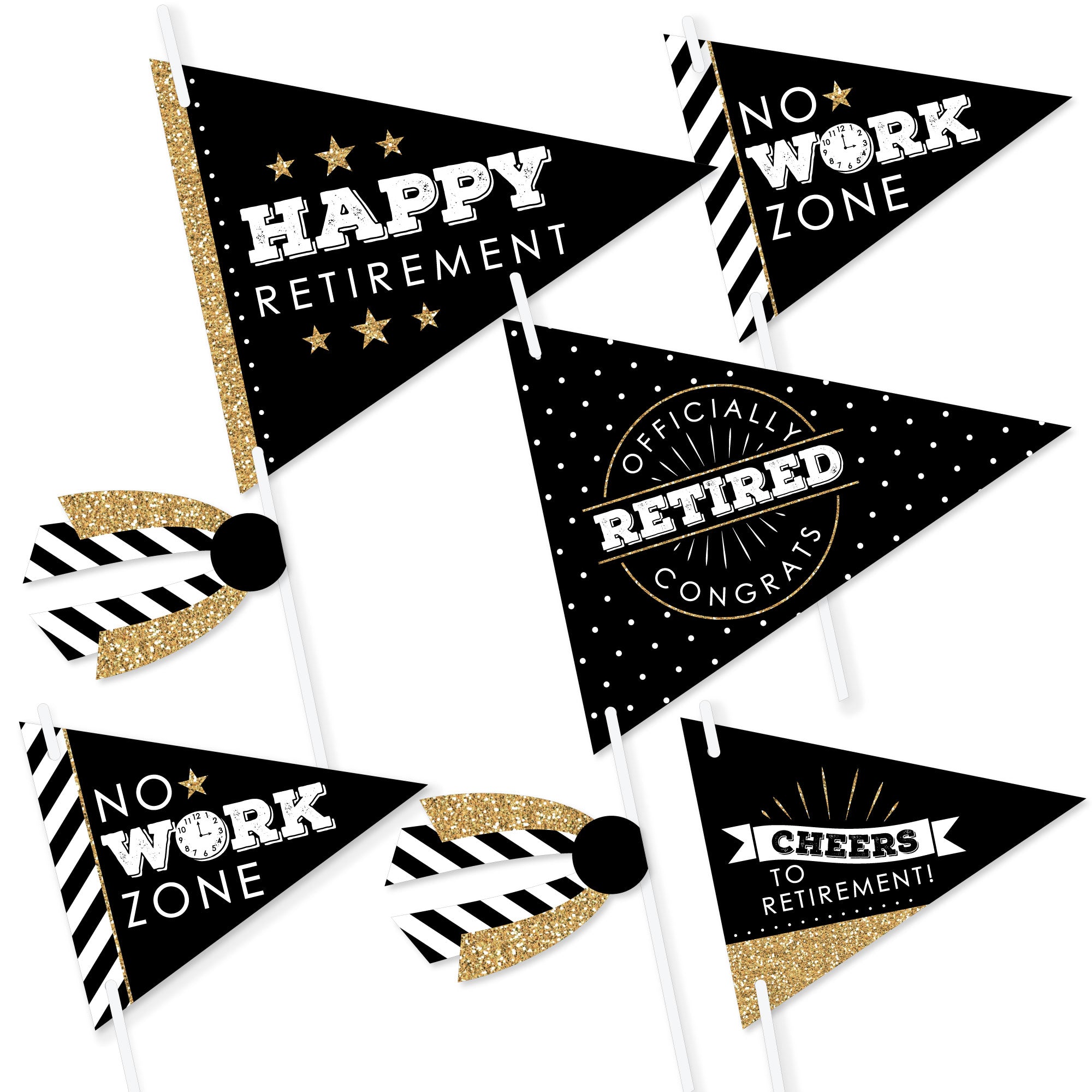 Happy Retirement - Triangle Retirement Party Photo Props - Pennant Flag ...