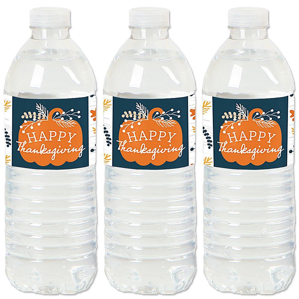 Happy Thanksgiving - Fall Harvest Party Water Bottle Sticker Labels ...
