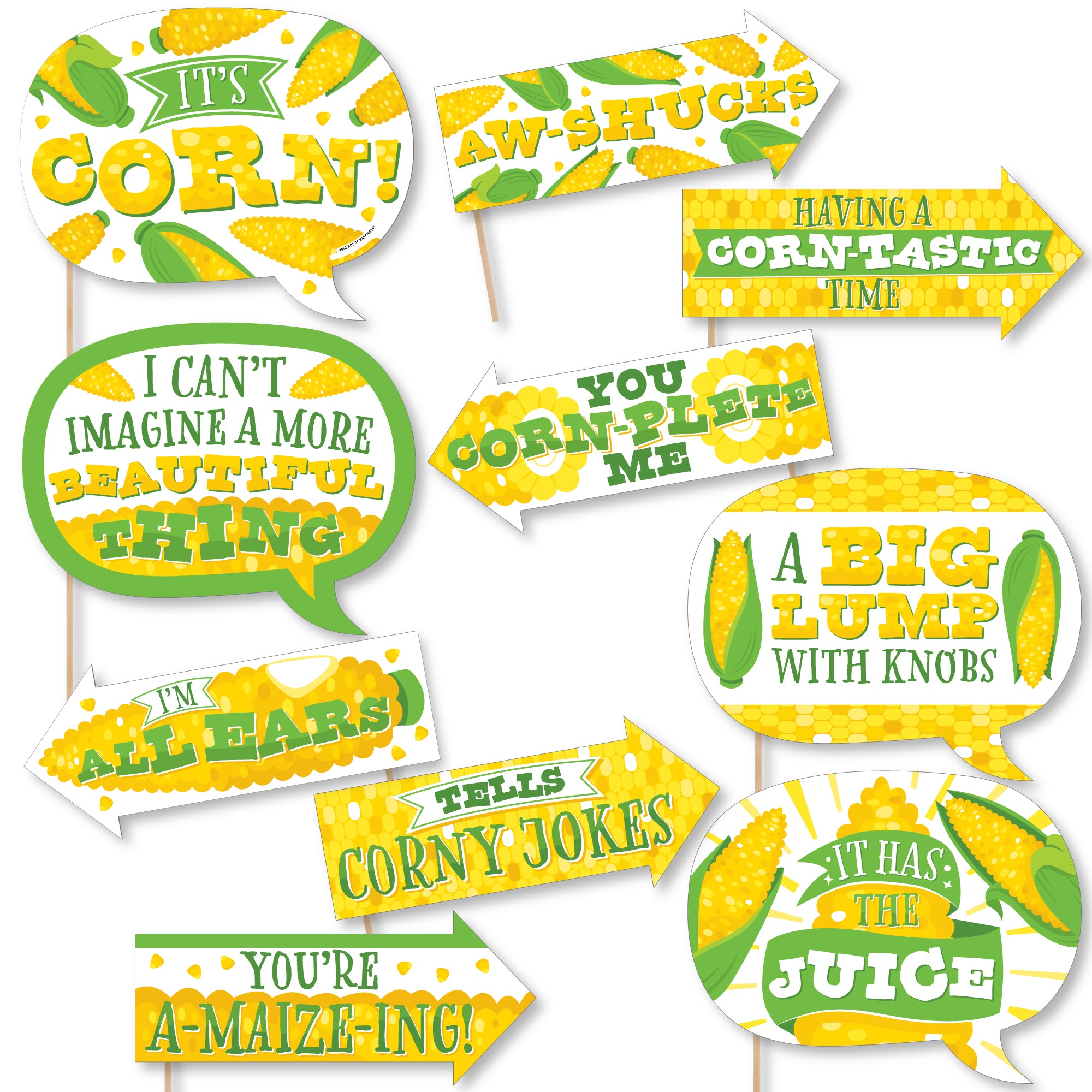 Funny It's Corn - Fall Harvest Party Photo Booth Props Kit - 10 Piece ...