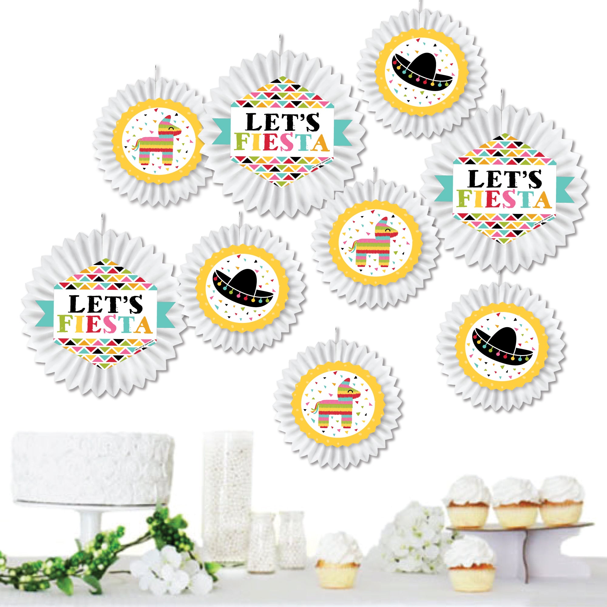 Let's Fiesta - Hanging Mexican Fiesta Tissue Decoration Kit - Paper ...