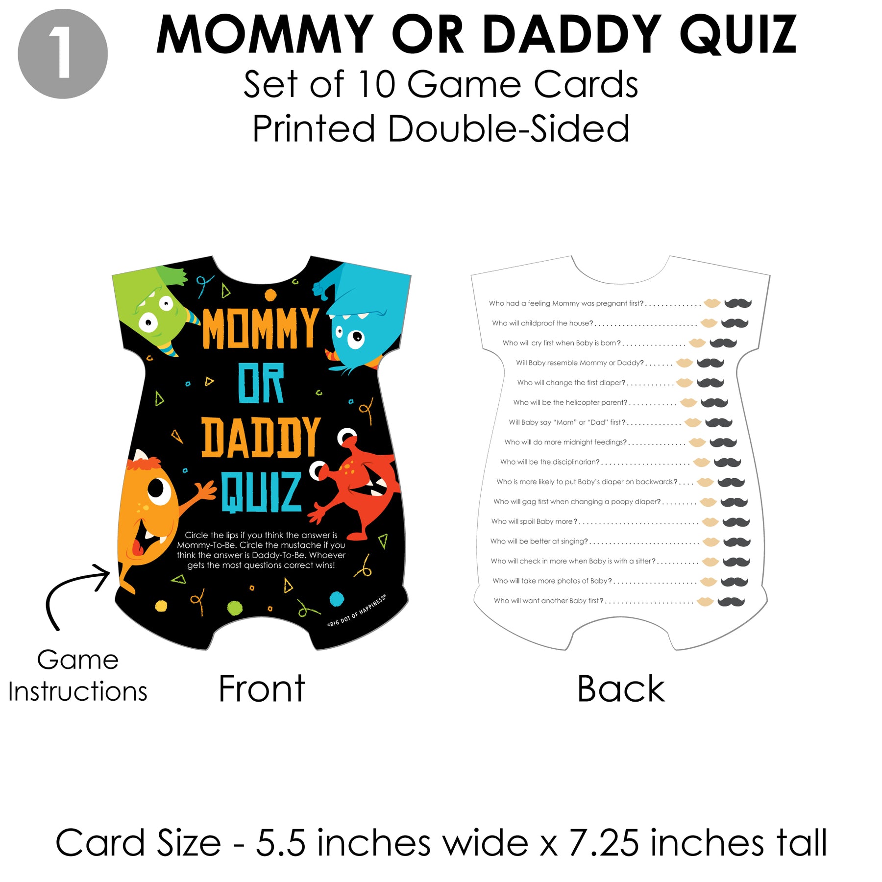 Monster Bash - 4 Little Monster Baby Shower Games - 10 Cards Each ...