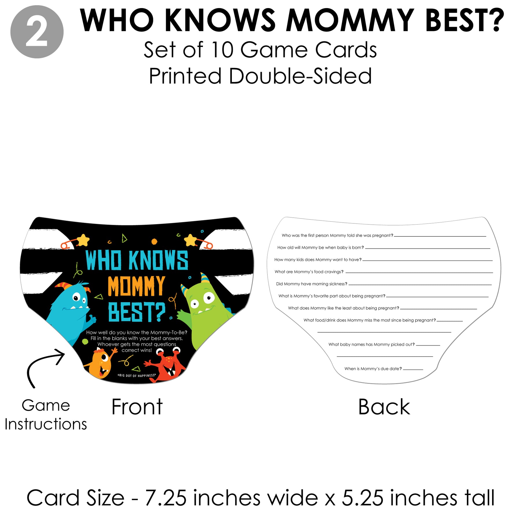 Monster Bash - 4 Little Monster Baby Shower Games - 10 Cards Each ...