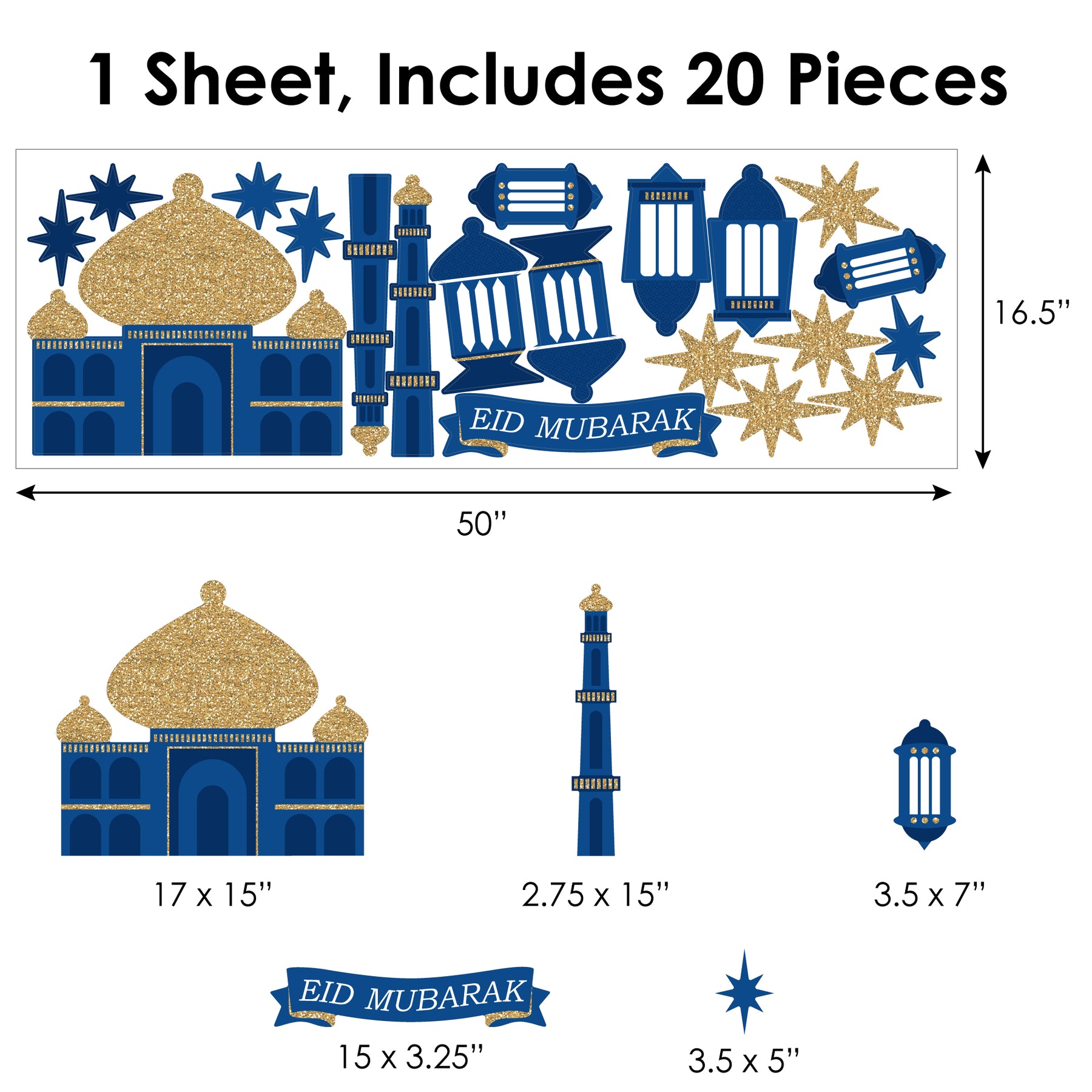 Ramadan - Peel and Stick Eid Mubarak Vinyl Wall Art Stickers - Wall ...