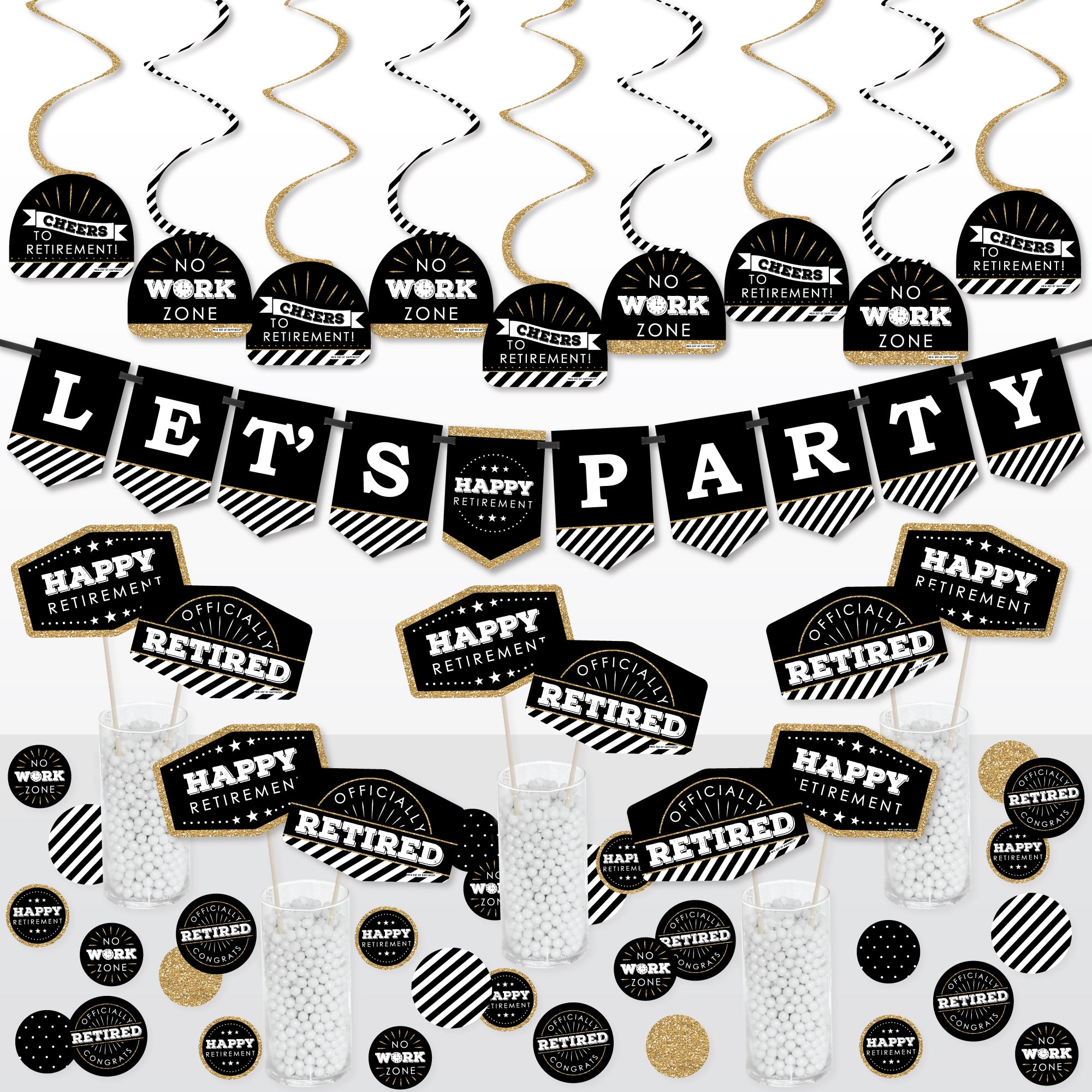 Happy Retirement - Retirement Party Supplies Decoration Kit - Decor ...