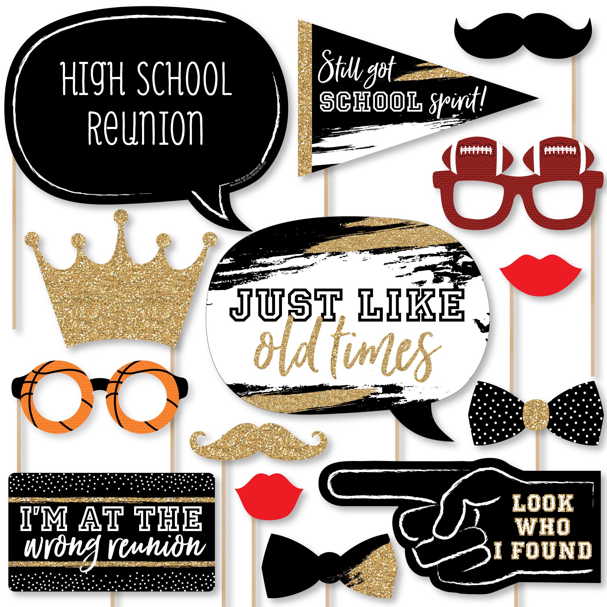 Reunited - School Class Reunion Party Photo Booth Props Kit - 20 Count ...