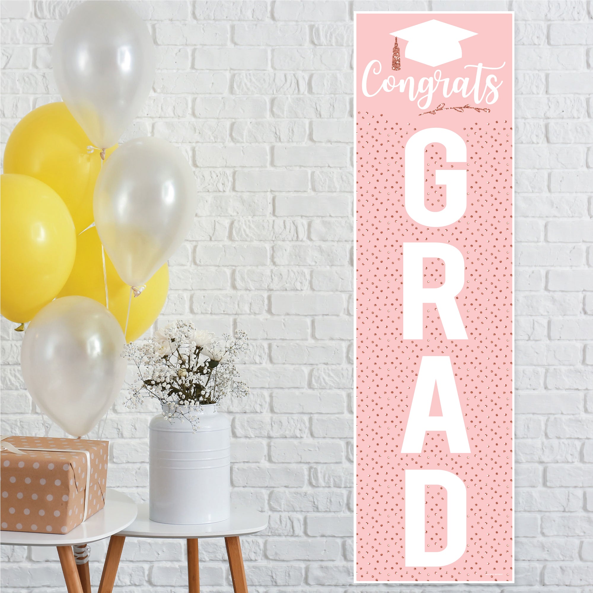 Rose Gold Grad - Graduation Party Front Door Decoration - Vertical ...
