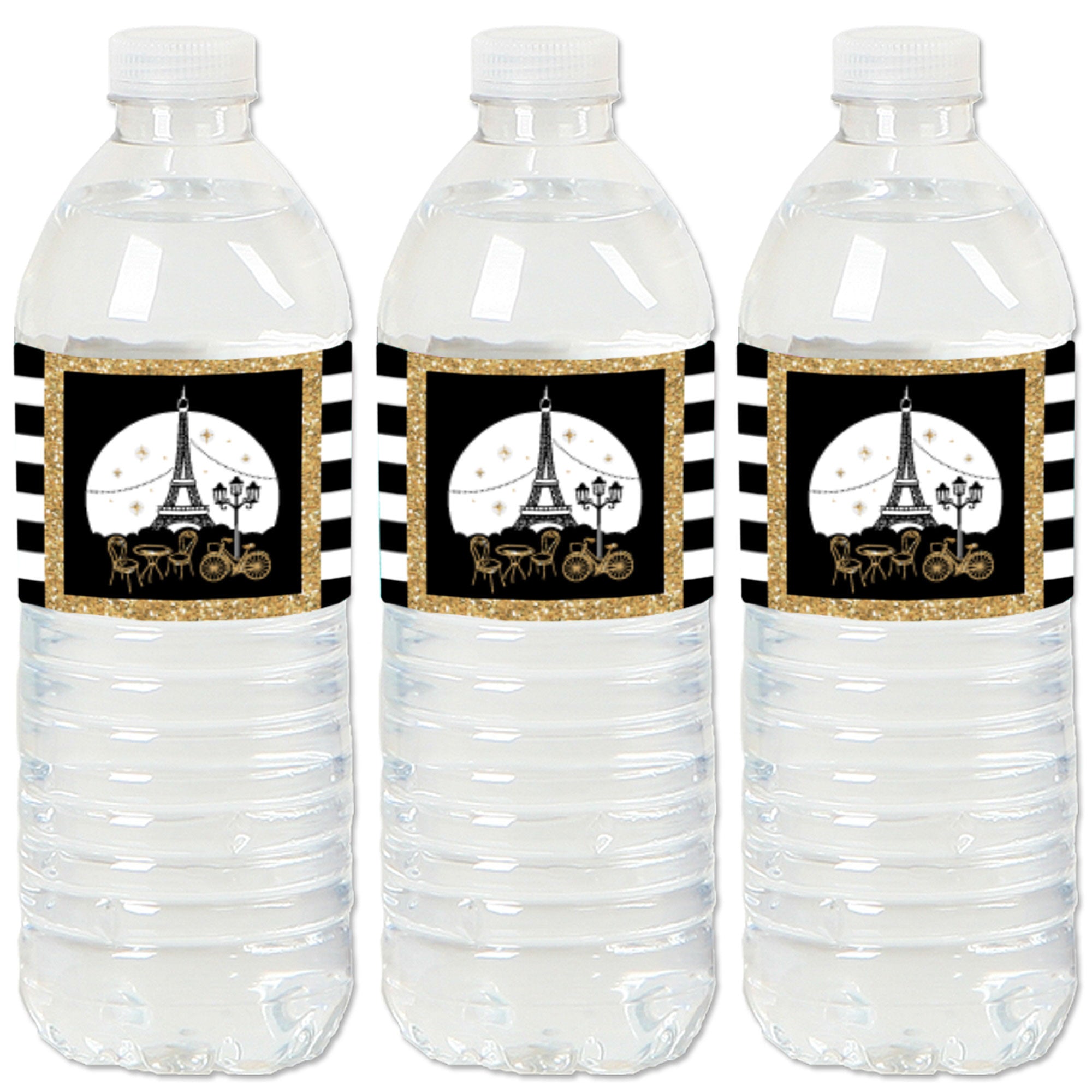 Stars Over Paris - Parisian Themed Party Water Bottle Sticker Labels ...