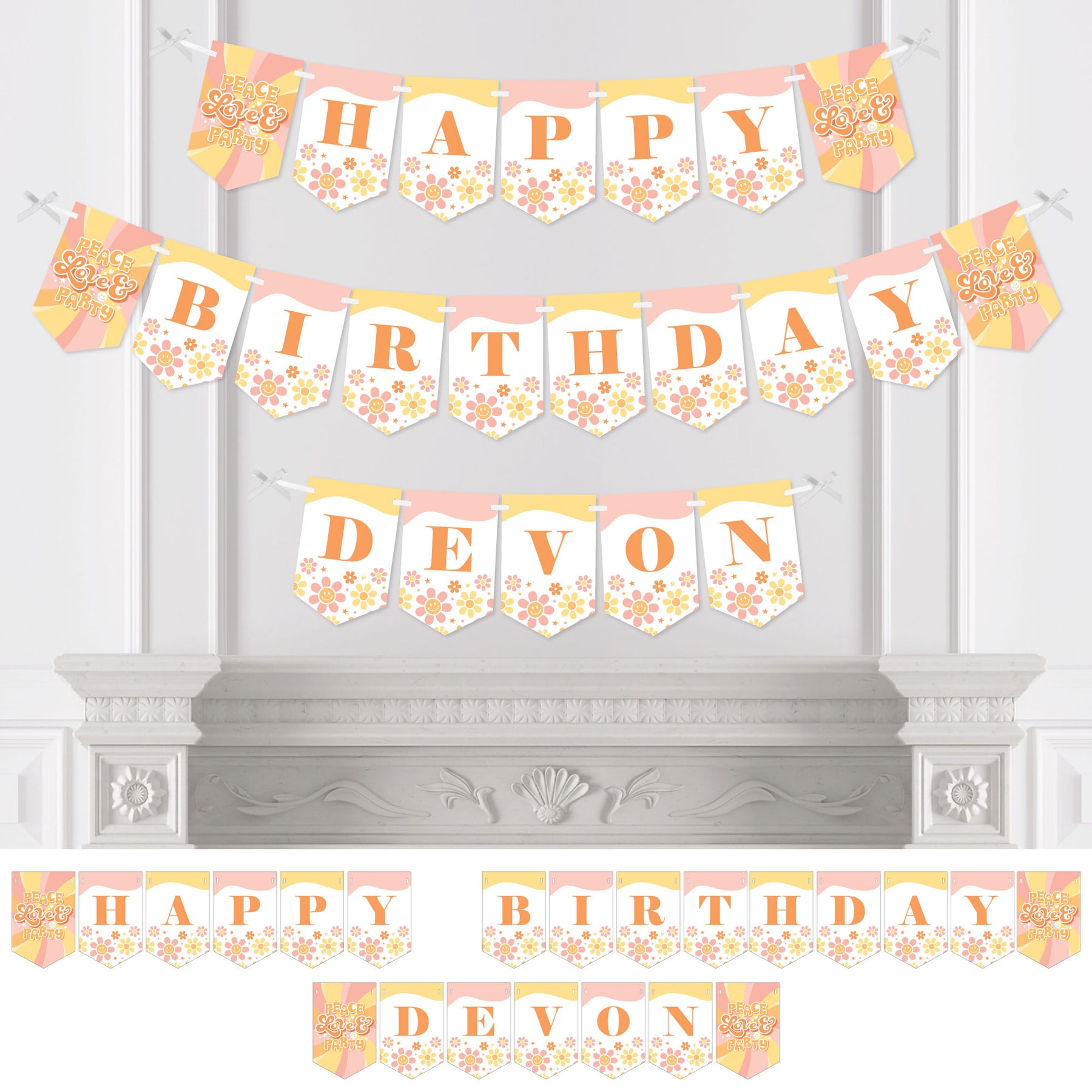 Personalized Stay Groovy - Custom Boho Hippie Birthday Party Bunting ...