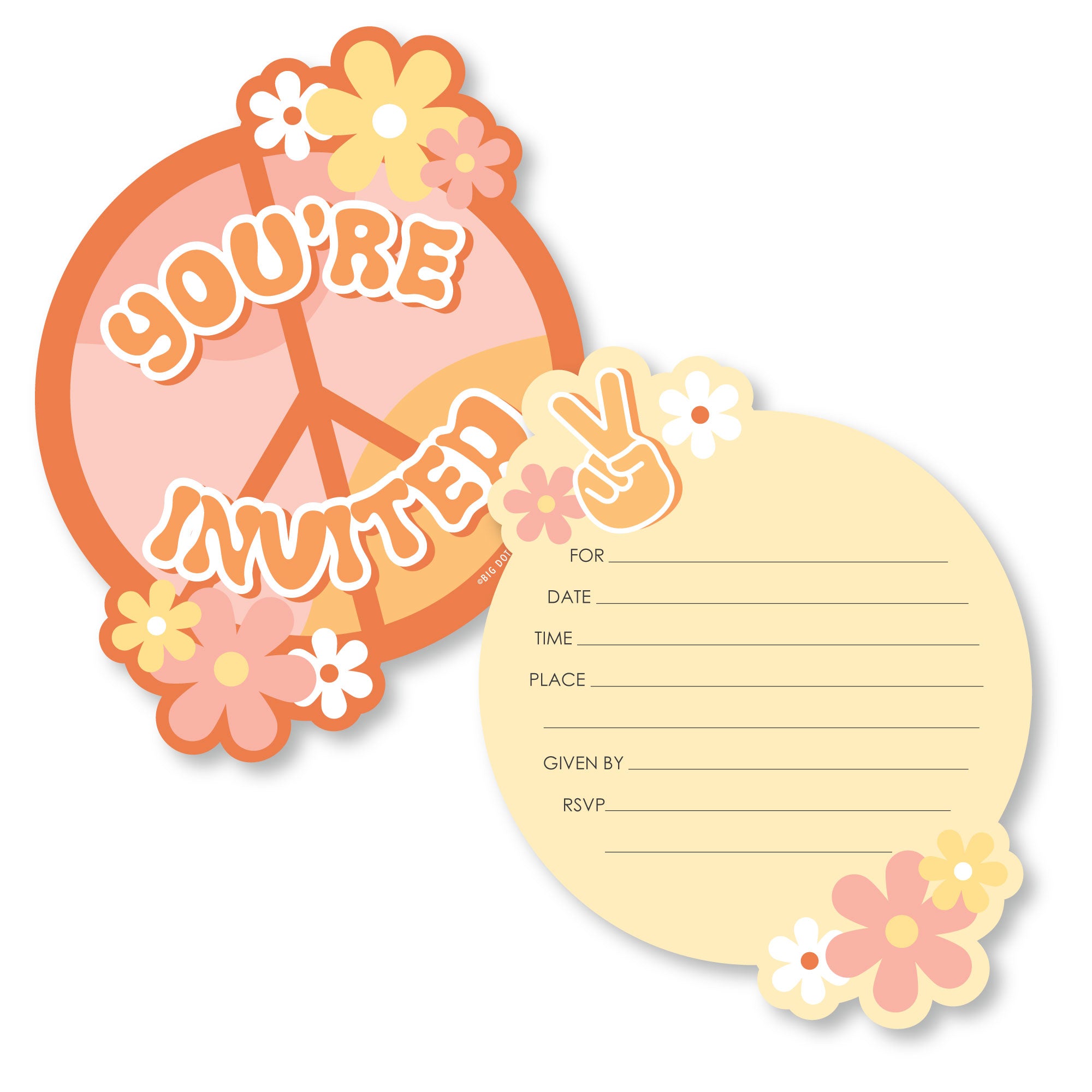 Stay Groovy - Shaped Fill-In Invitations - Boho Hippie Party Invitation ...