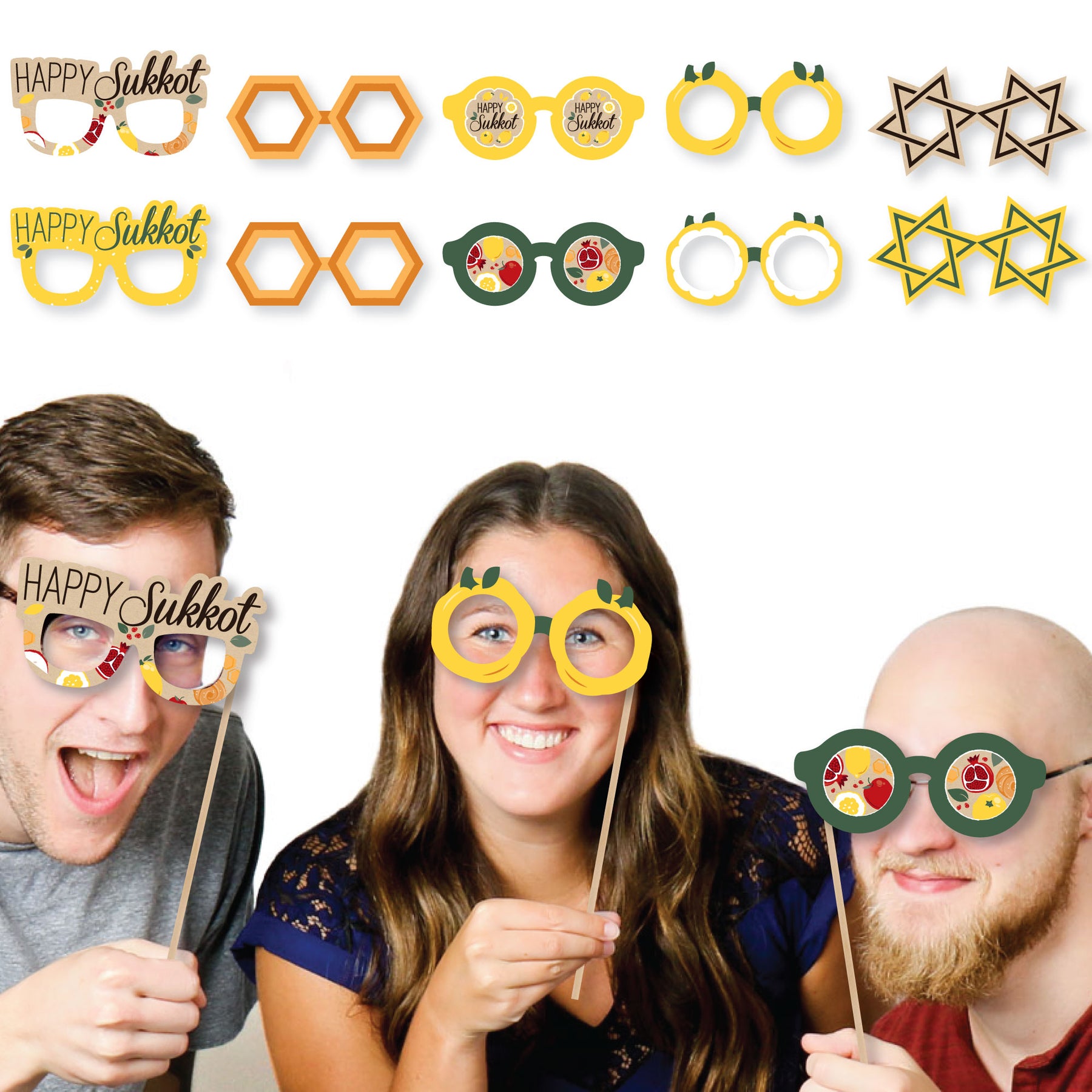 Sukkot Glasses - Paper Card Stock Sukkah Jewish Holiday Photo Booth ...