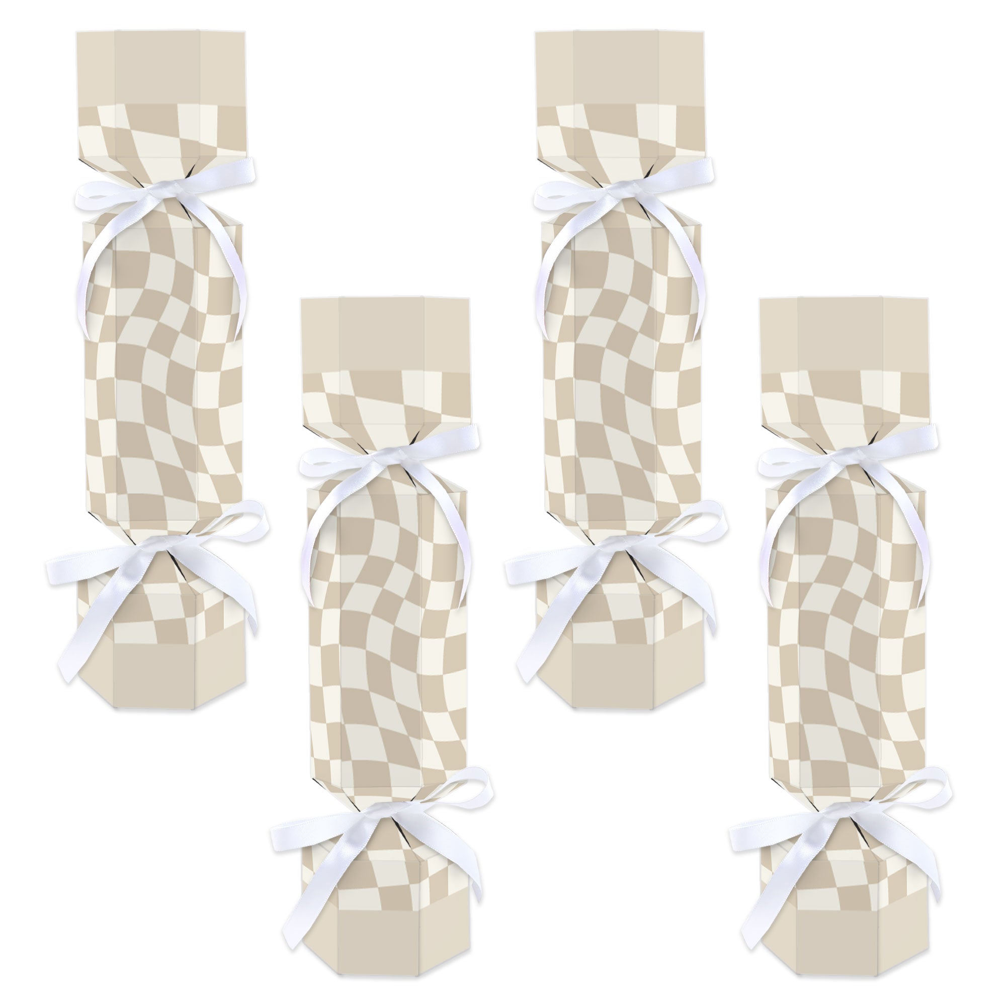 Tan Checkered Party - No Snap Party Table Favors - DIY Cracker Boxes ...