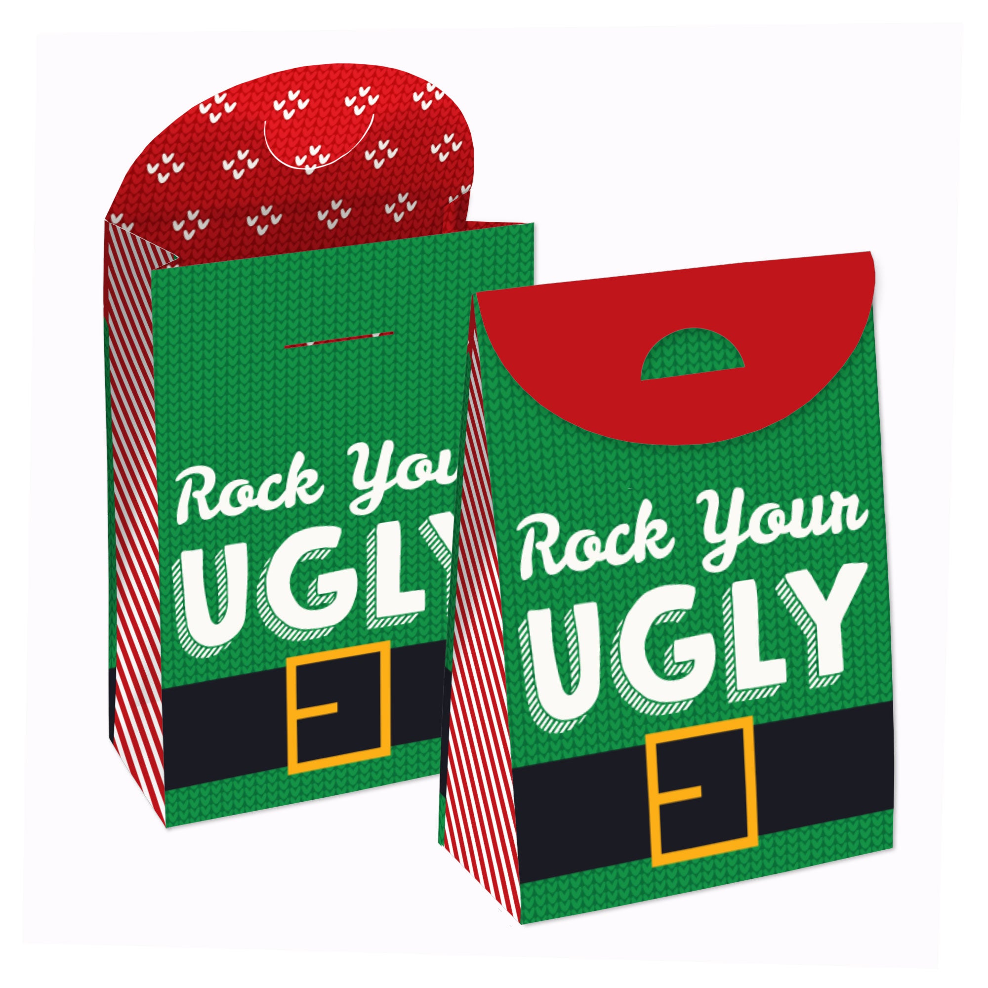 Ugly Sweater - Holiday and Christmas Gift Favor Bags - Party Goodie Boxes - Set of 12 ...