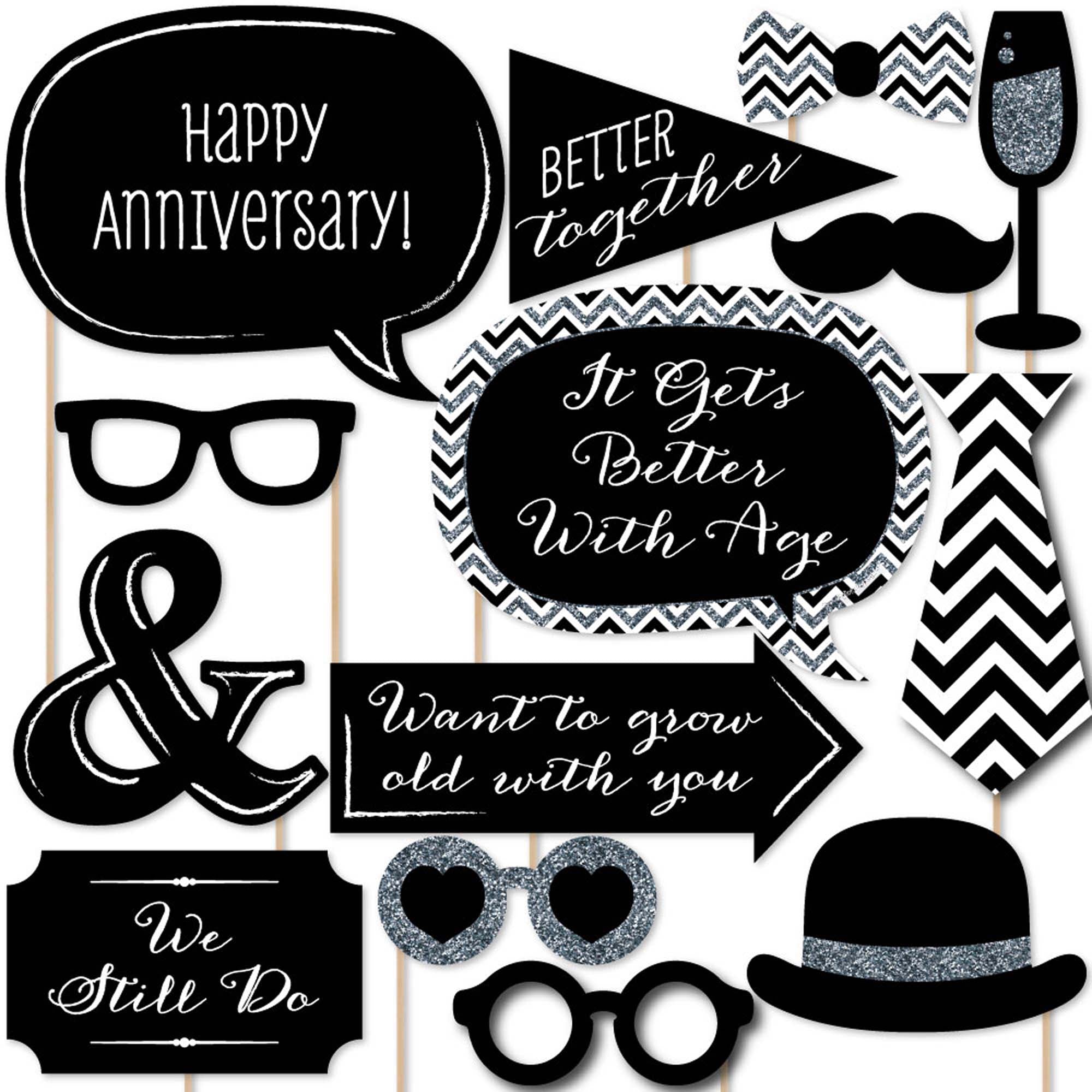 Wedding Anniversary - Photo Booth Props Kit - 20 Count ...